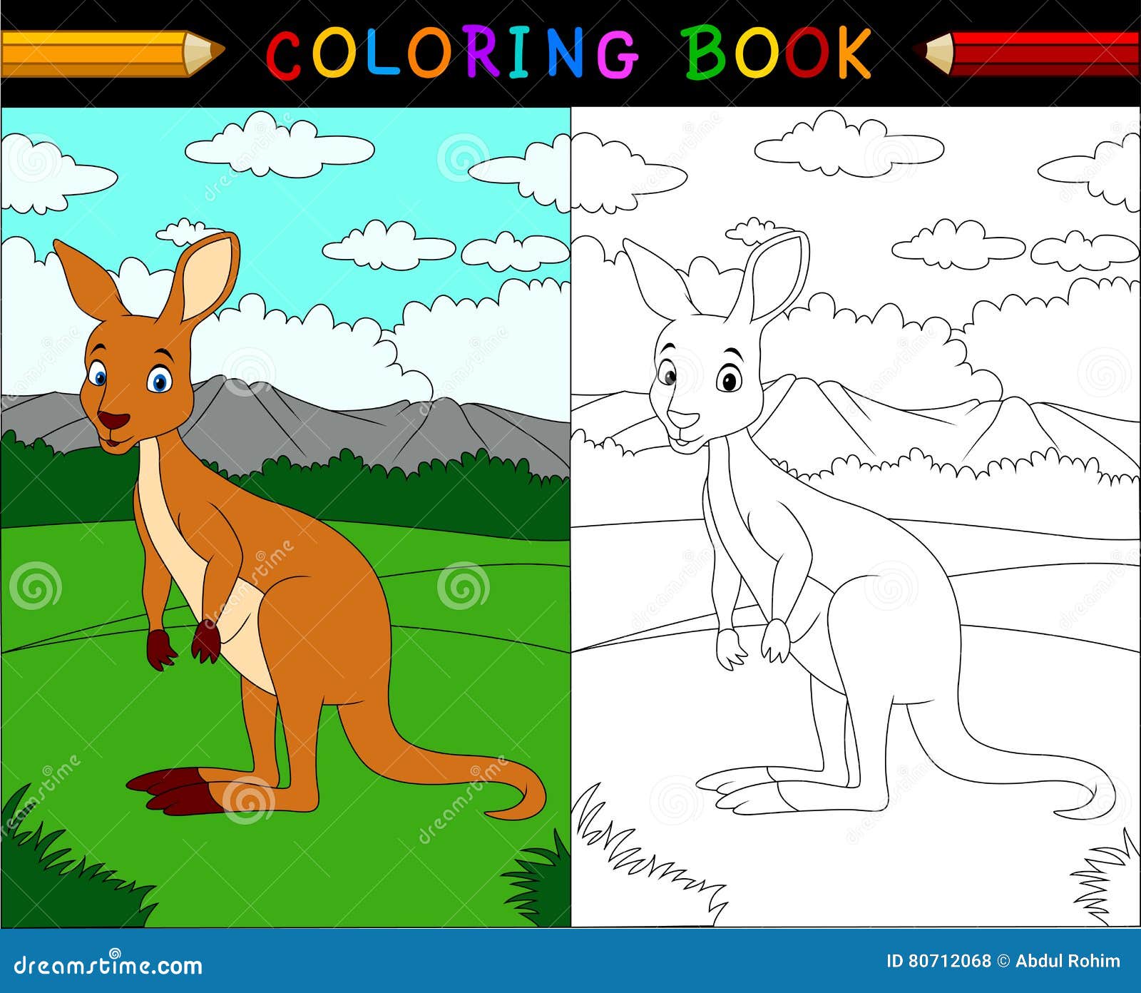 Kangaroo Coloring Page For Kids Cartoon Vector | CartoonDealer.com ...