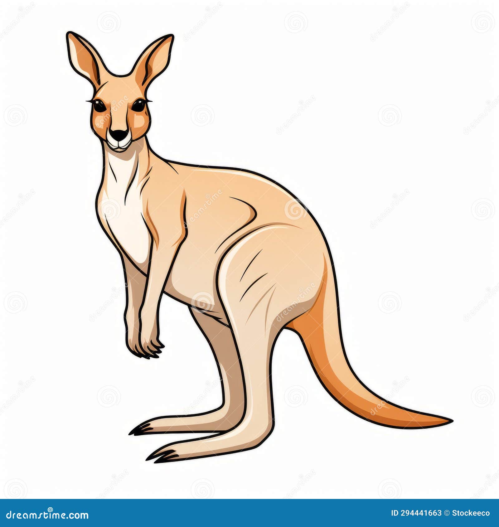 Cartoon Kangaroo Vector Illustration on White Background Stock ...