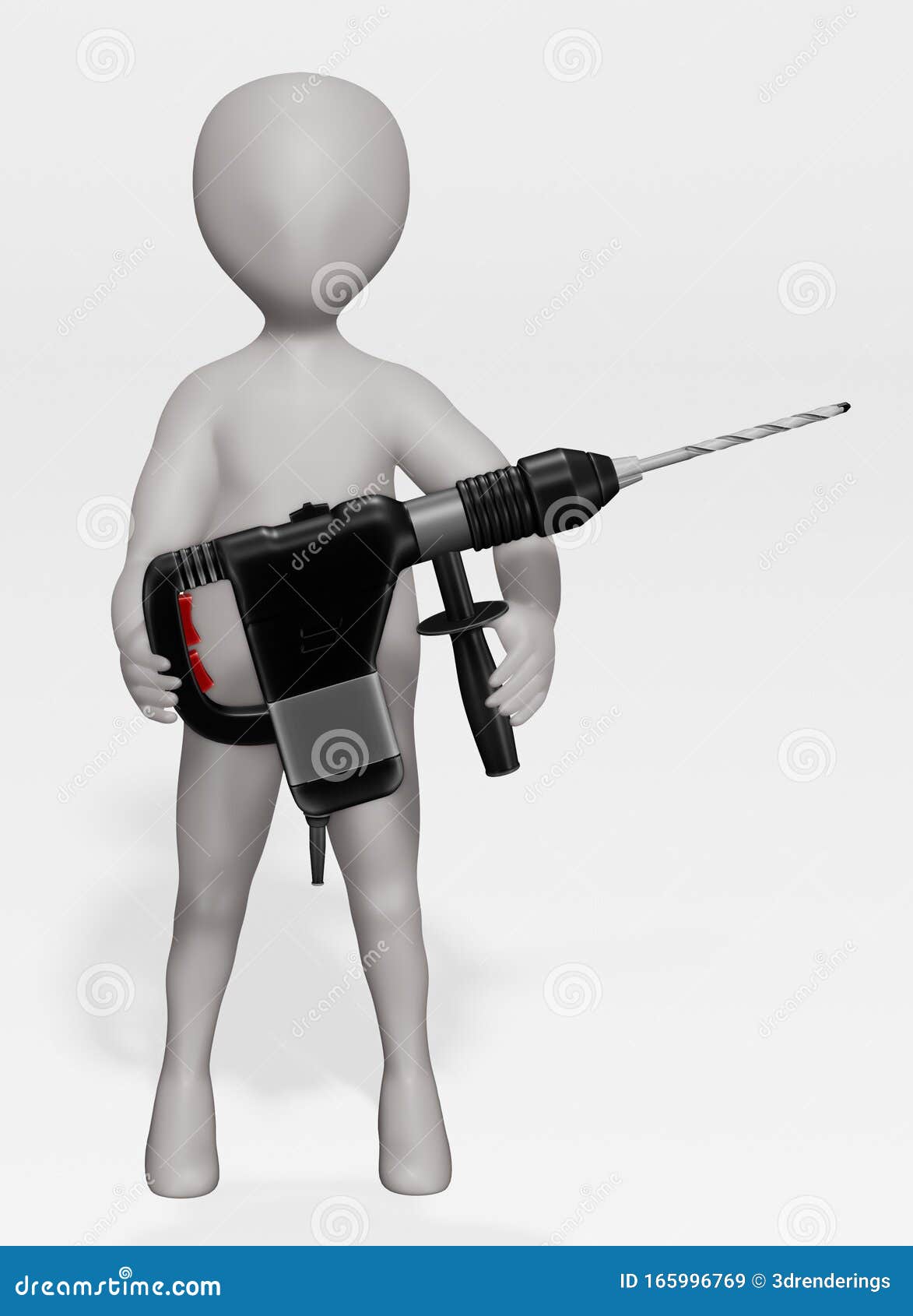 Cartoon-karakter Renderen Met Power Tool Stock Illustratie ...