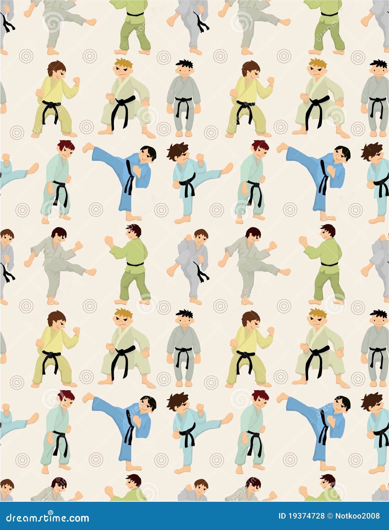Cartoon Karate Player Seamless Pattern Stock Vector - Illustration of ...