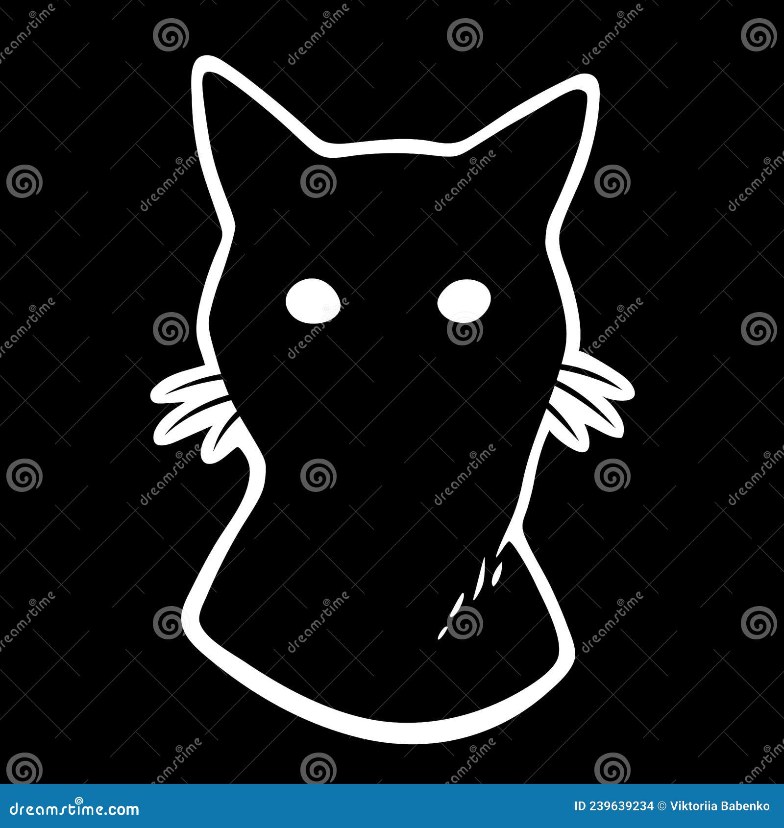 Cartoon kattenkop met ogen vector illustratie. Illustration of leuk ...