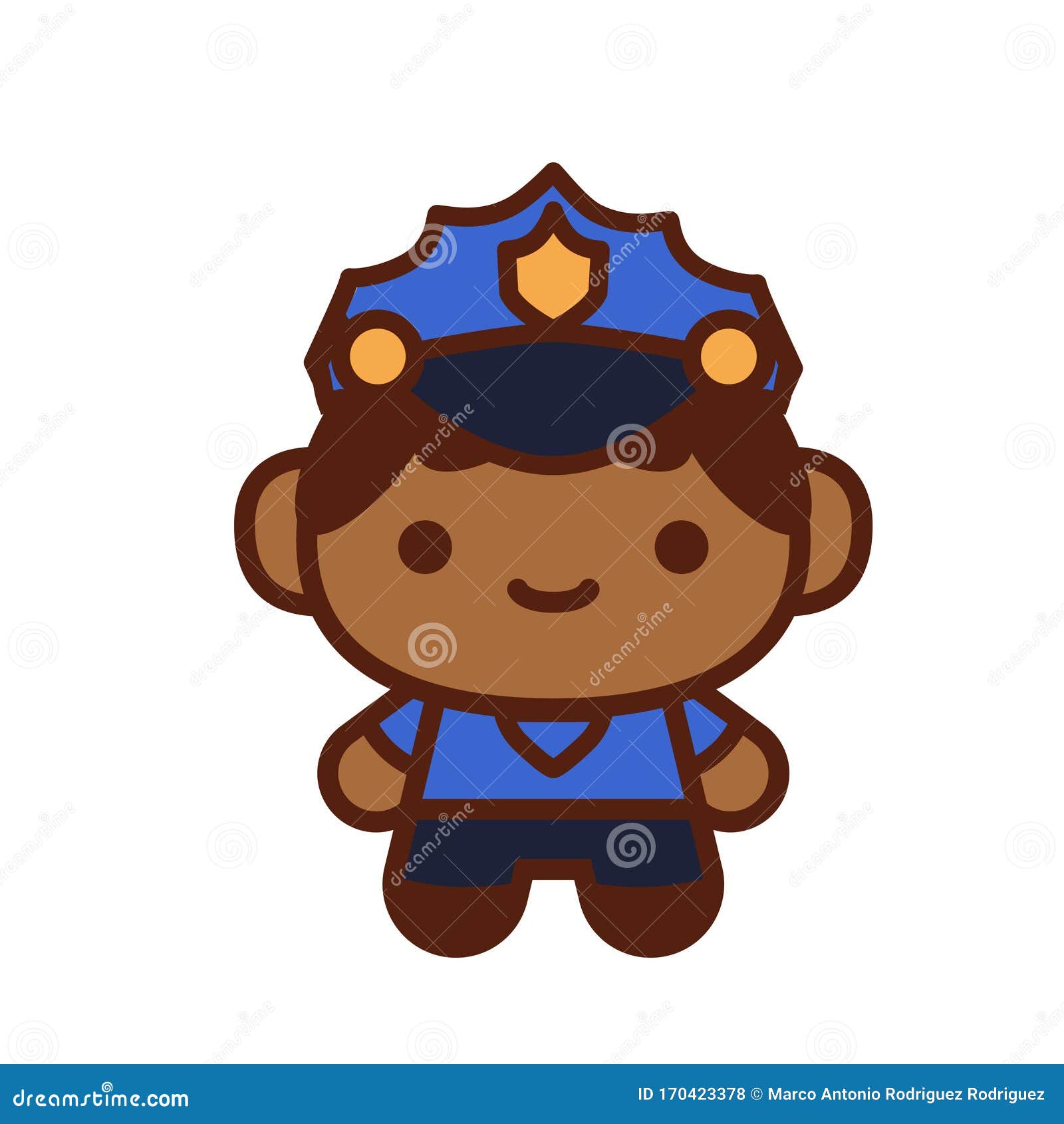 Cartoon Kawaii Cop Isolated Illustration Stock Illustration ...