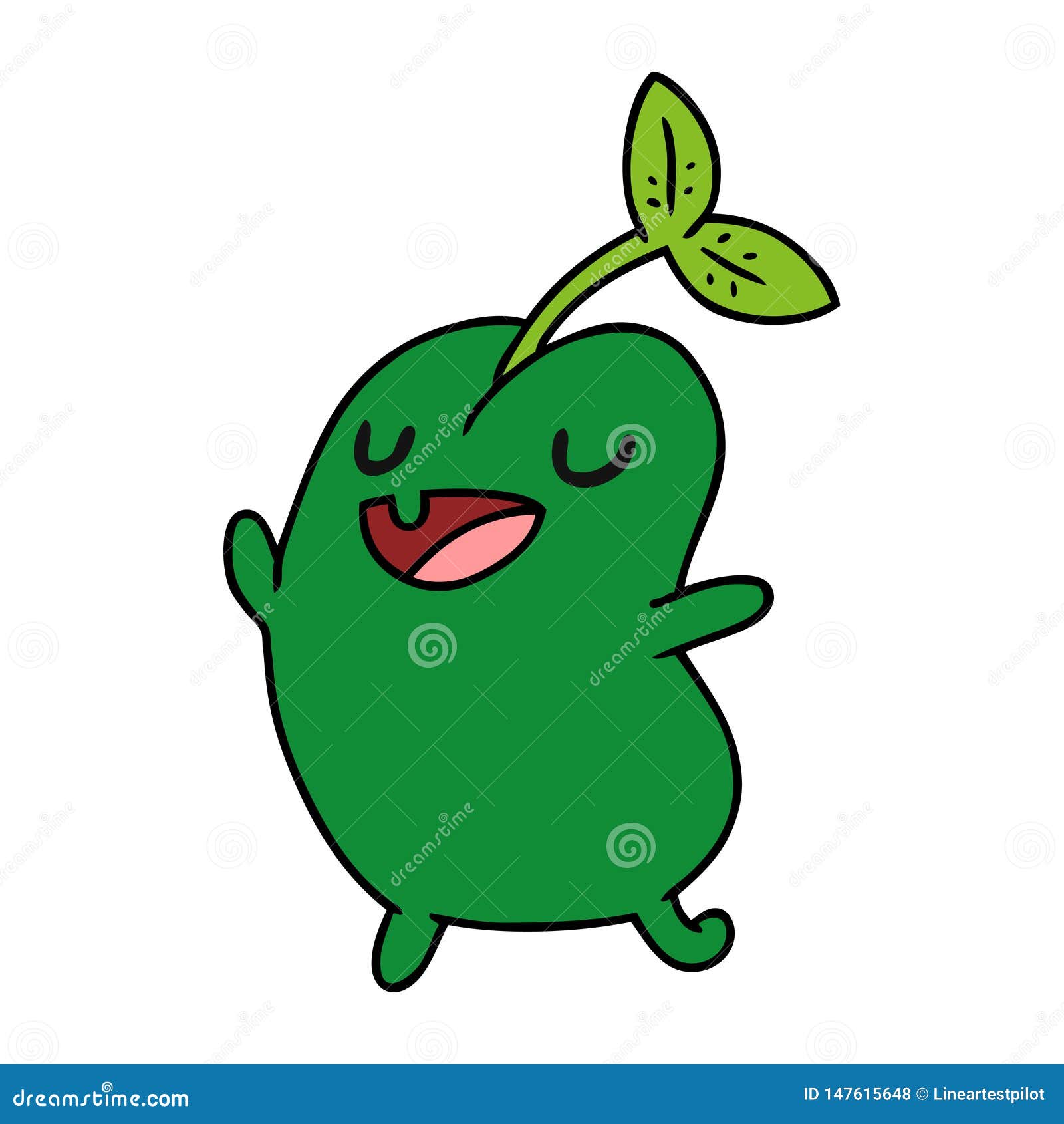 Cartoon Kawaii Cute Sprouting Bean Stock Vector - Illustration of ...