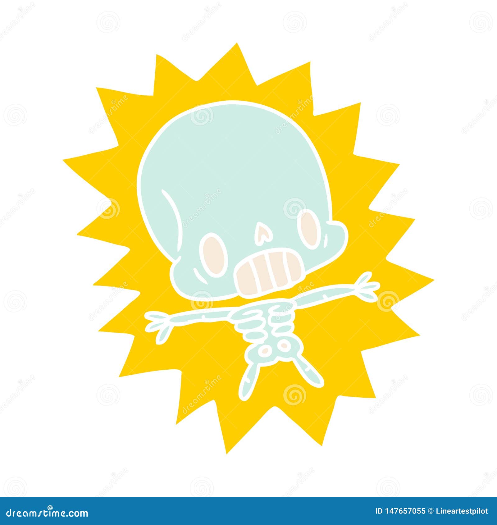 Cartoon Kawaii Electrocuted Skeleton Stock Vector - Illustration of ...