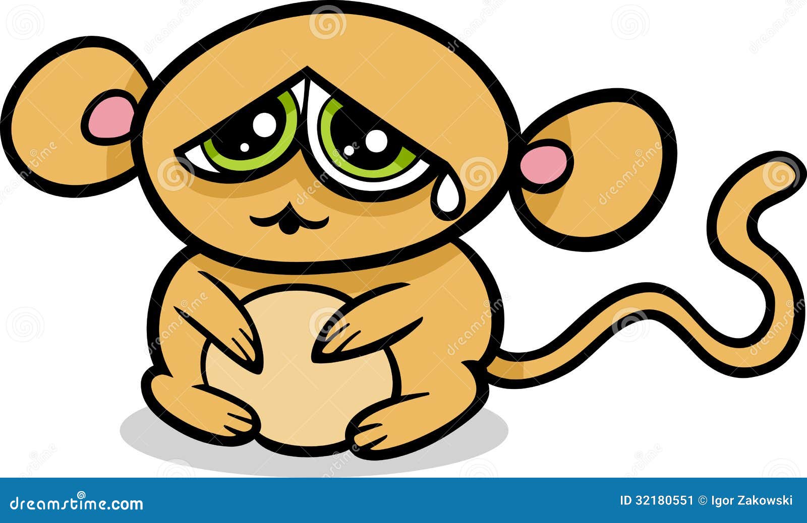 Cartoon kawaii sad monkey stock vector. Illustration of mascot - 32180551
