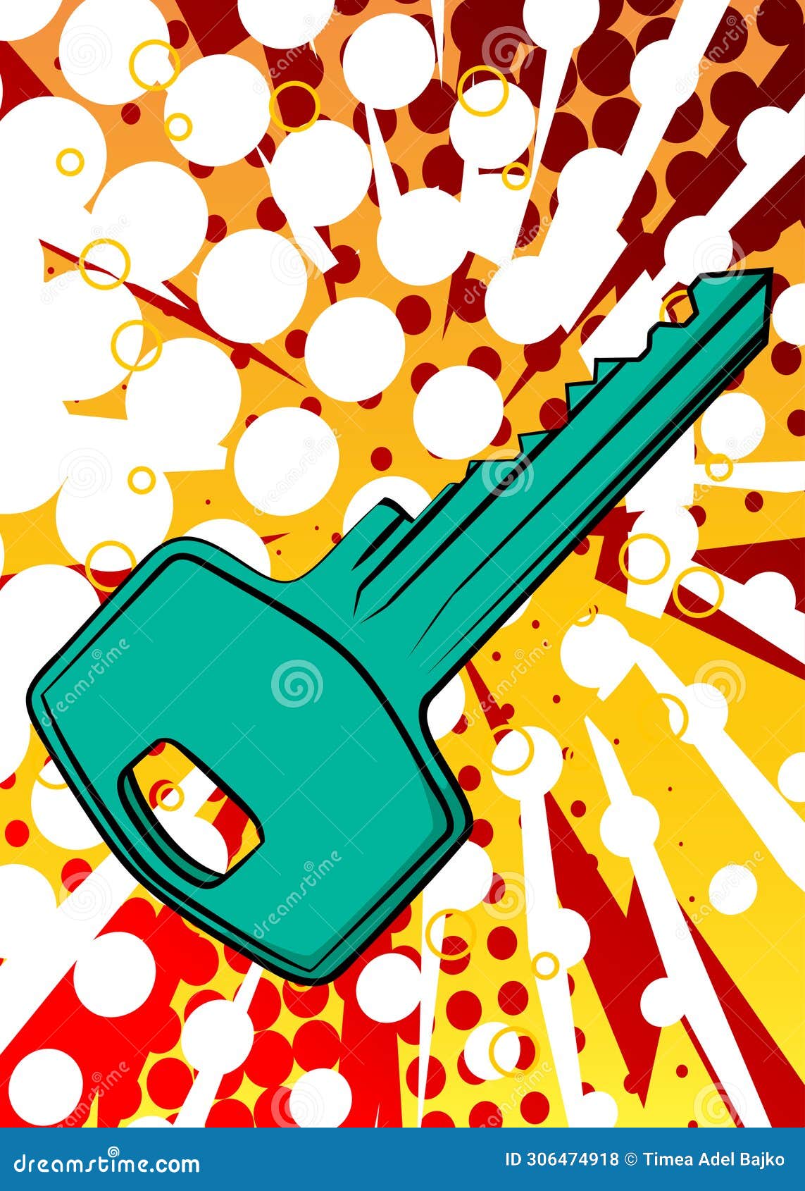 Cartoon Key, Comic Book Home Accessory. Vintage Vector Comics Pop Art ...