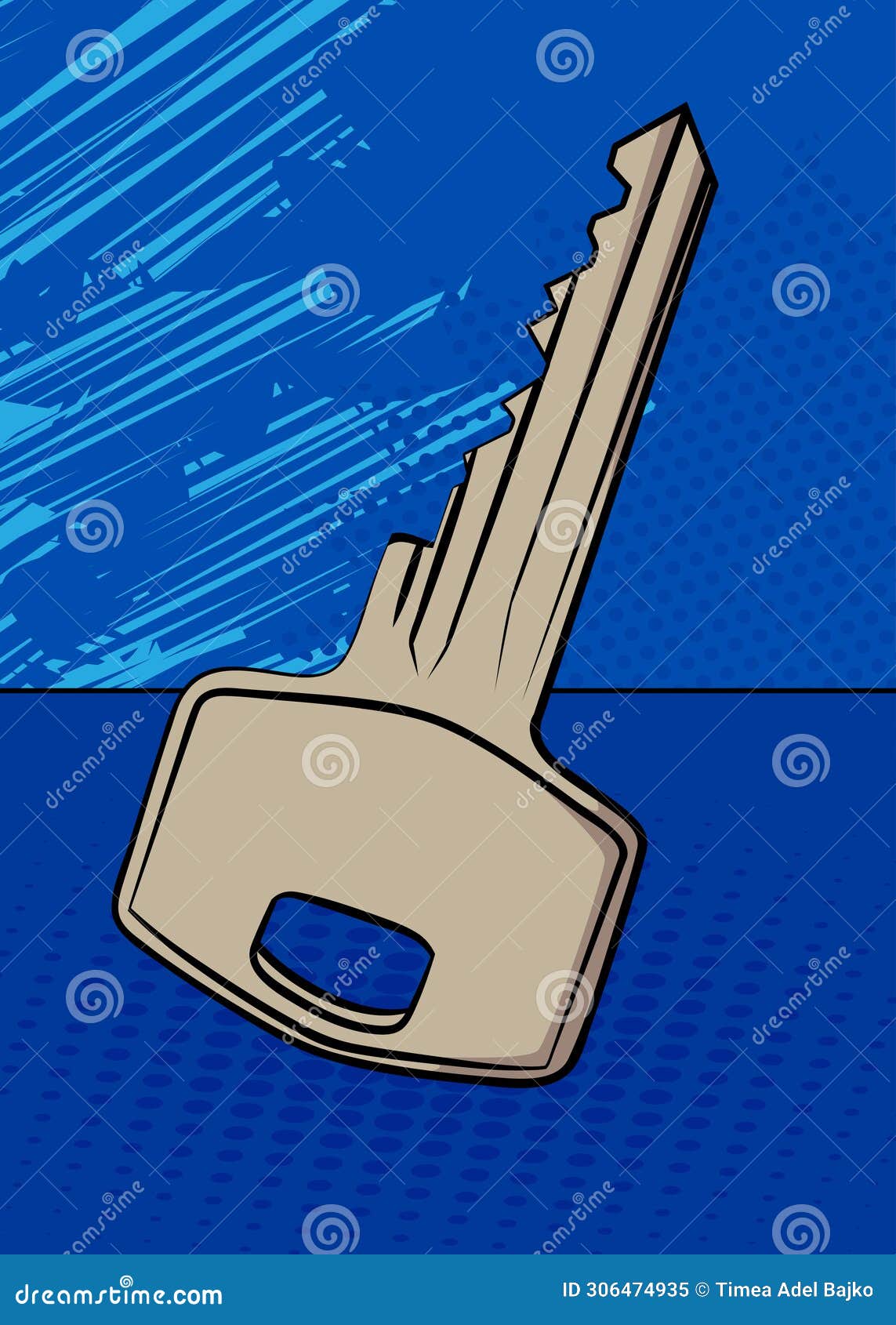 Cartoon Key, Comic Book Home Accessory. Vintage Vector Comics Pop Art ...