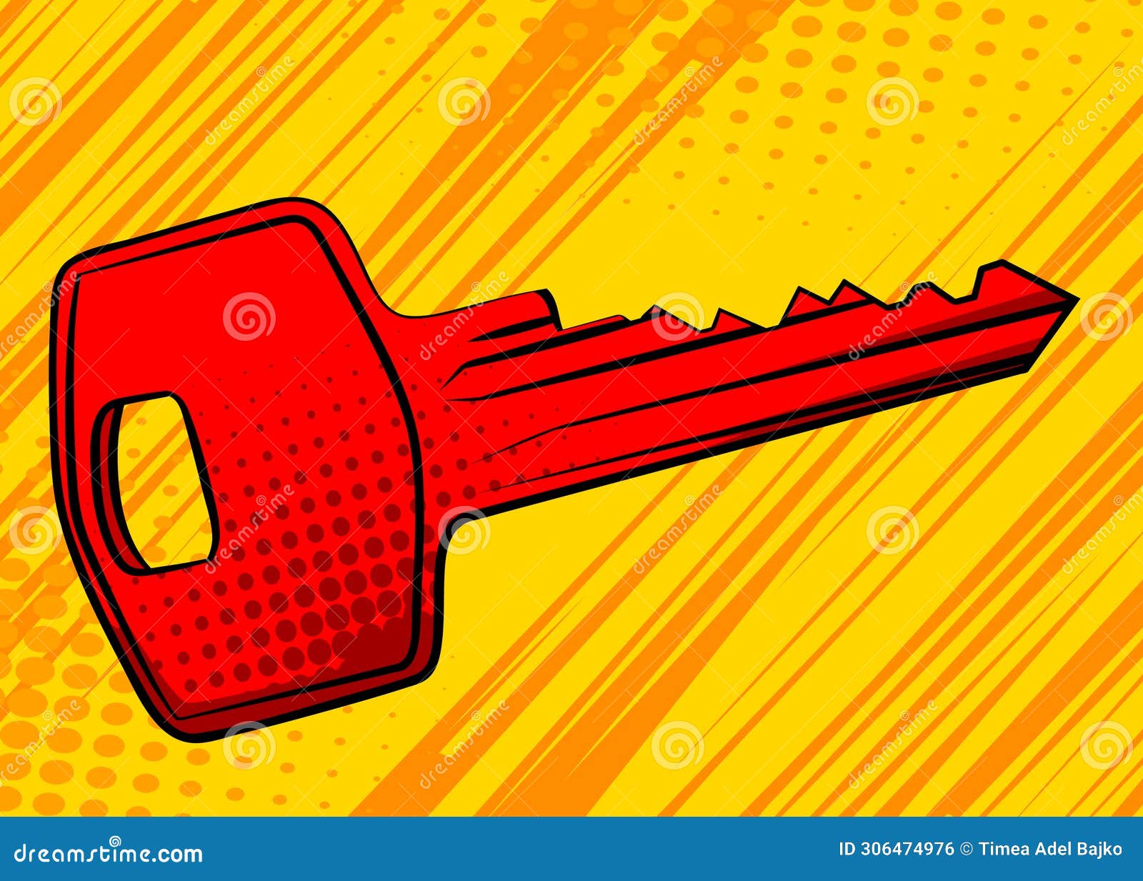 Cartoon Key, Comic Book Home Accessory. Vintage Vector Comics Pop Art ...