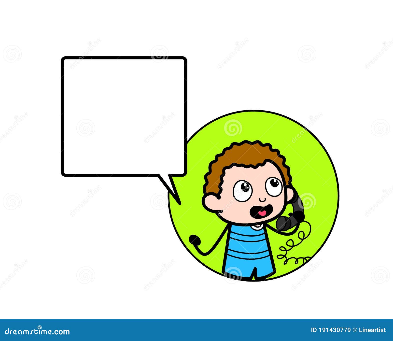 Cartoon Kid Calling on Cell Phone Stock Illustration - Illustration of ...