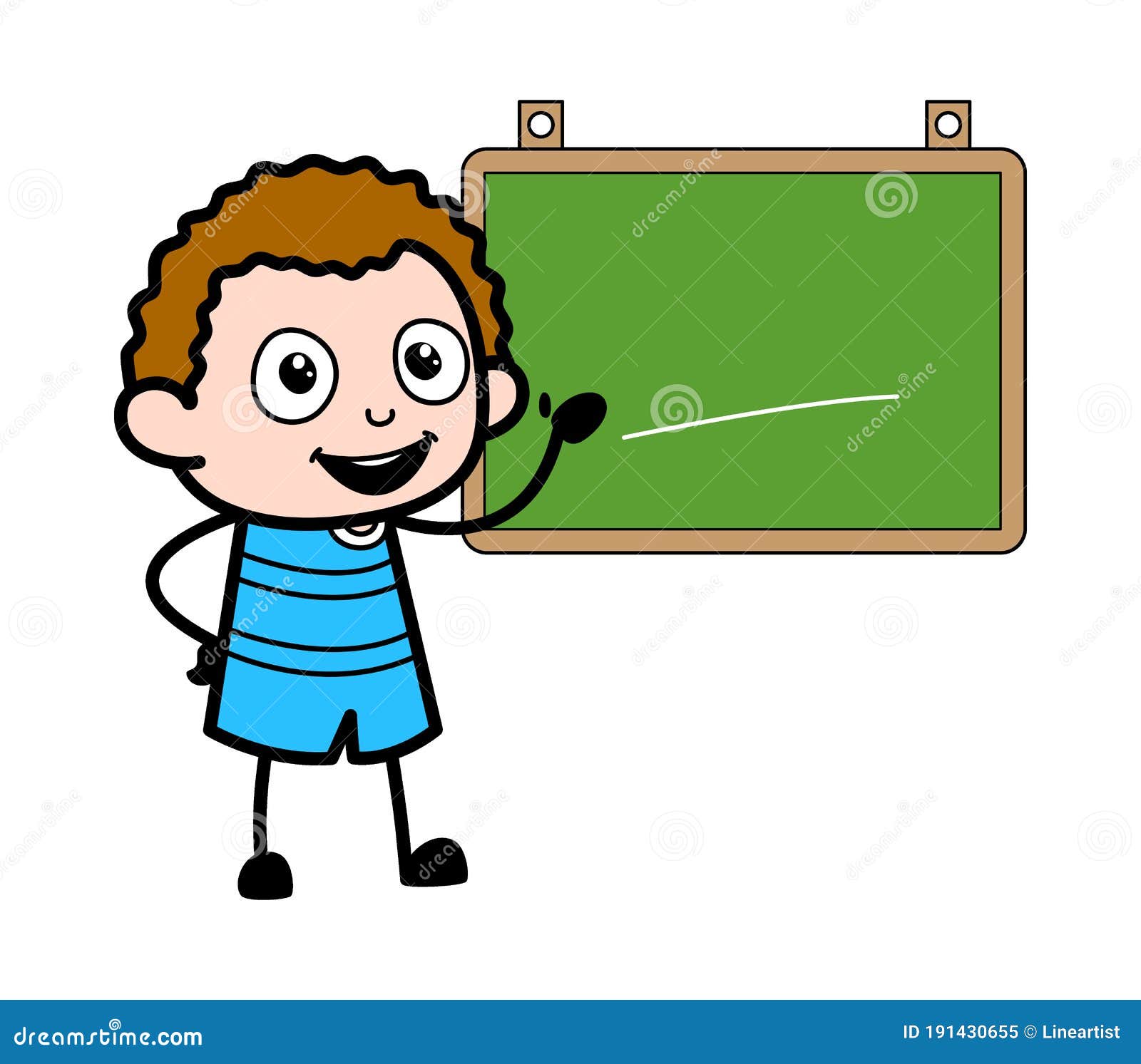 Cartoon Kid with Classroom Board Stock Illustration - Illustration of ...