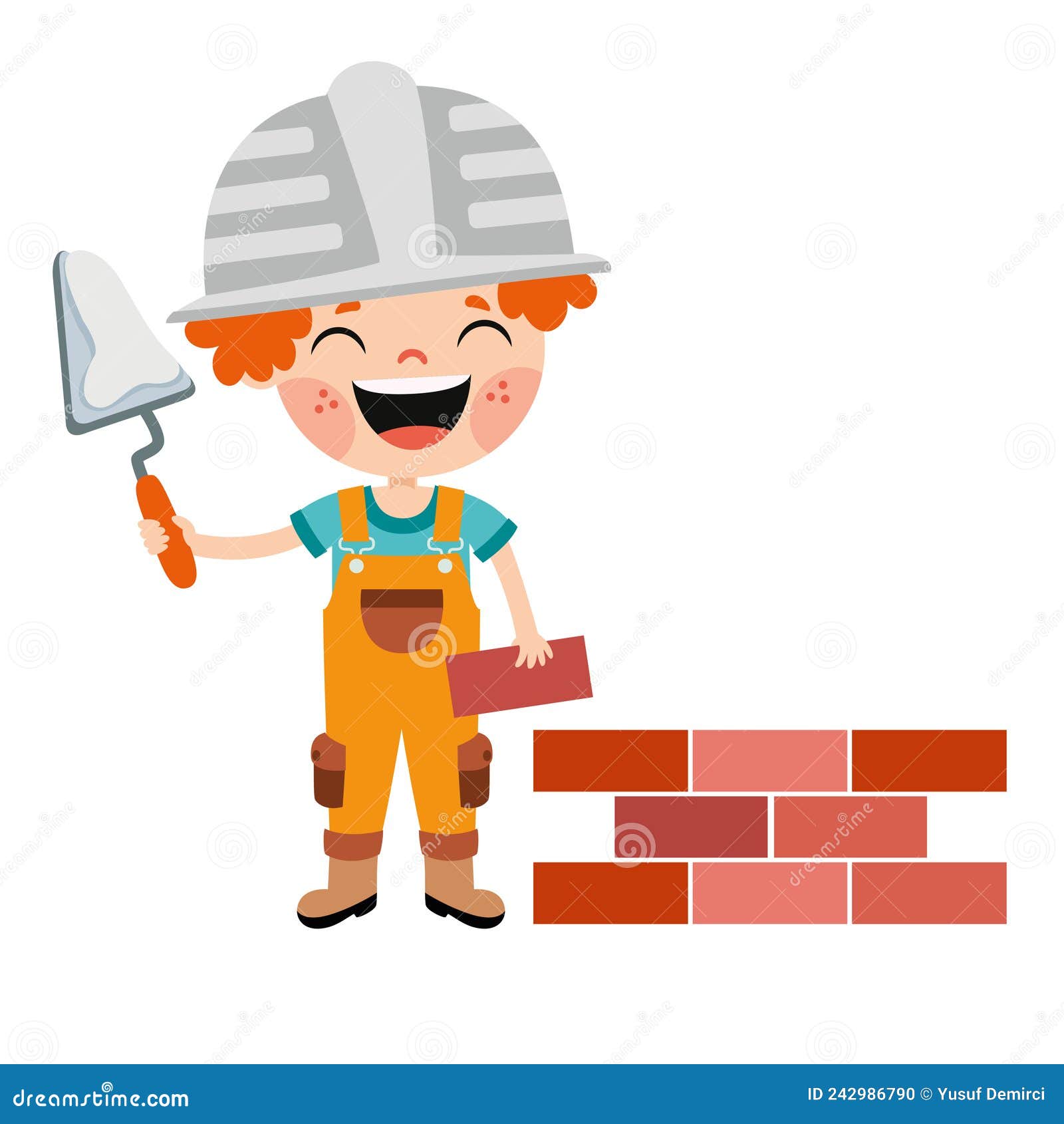 Cartoon Kid with Construction Tools Stock Vector - Illustration of ...