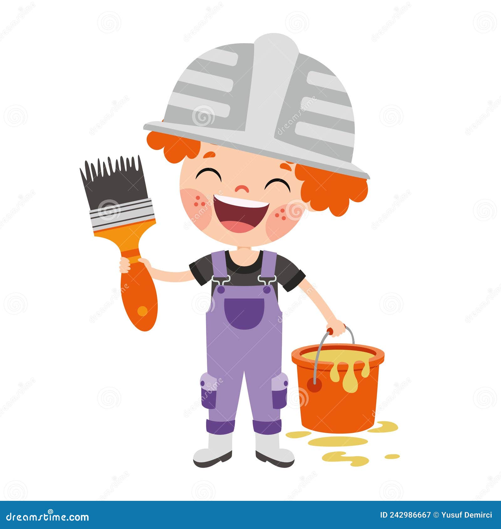 Cartoon Kid with Construction Tools Stock Vector - Illustration of ...