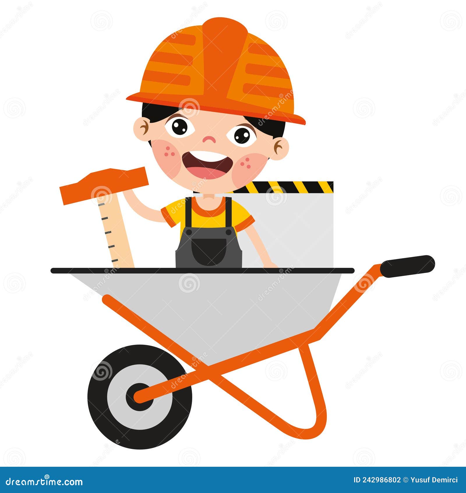 Cartoon Kid with Construction Tools Stock Vector - Illustration of ...