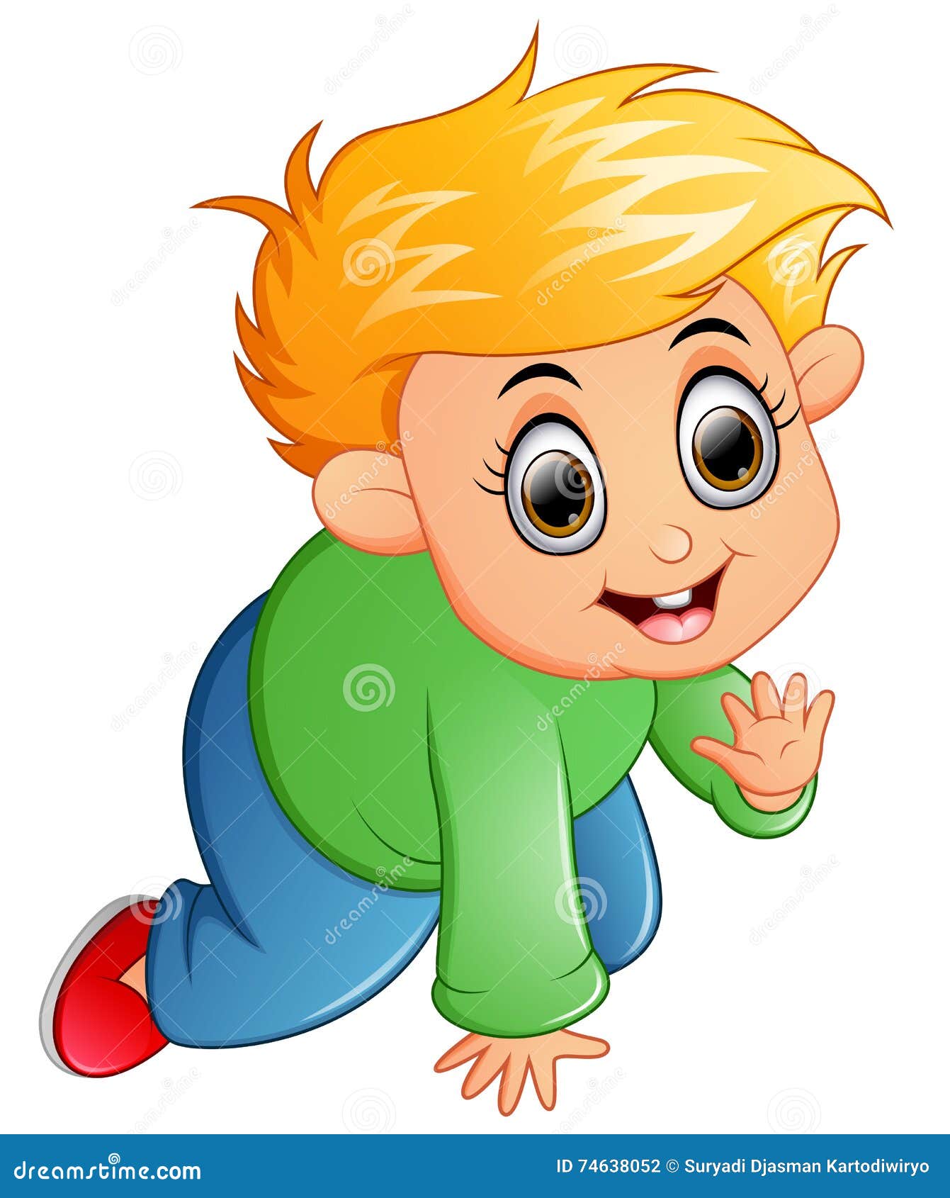 Cartoon Kid Crawling Isolated on White Background Stock Vector ...