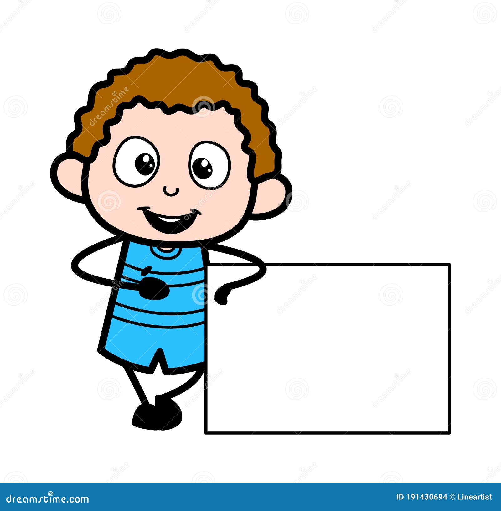 Cartoon Kid with Empty Banner Stock Illustration - Illustration of ...