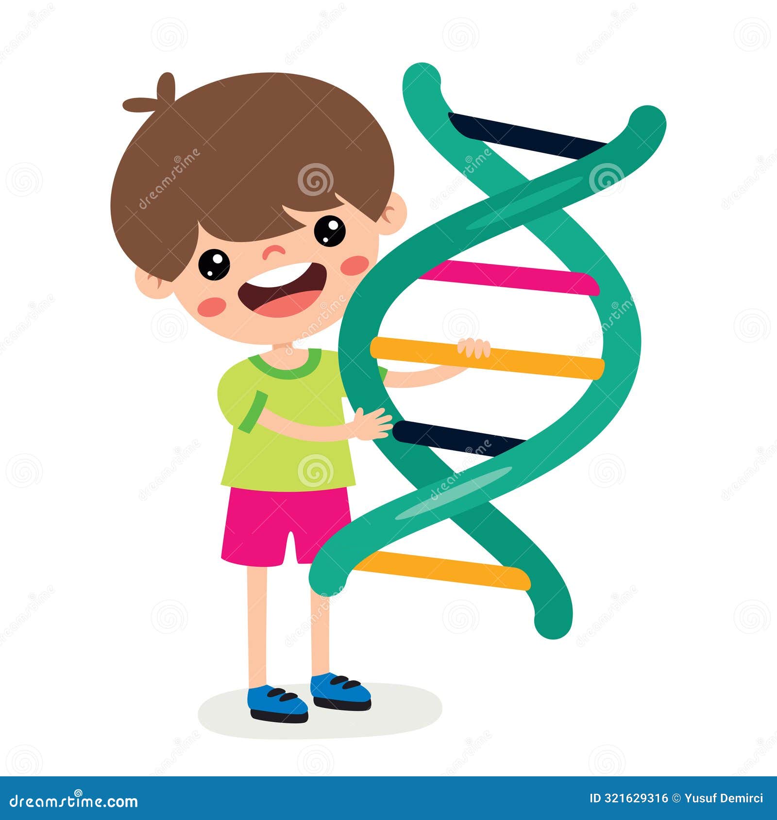 Cartoon Kid Holding DNA Icon Stock Illustration - Illustration of ...