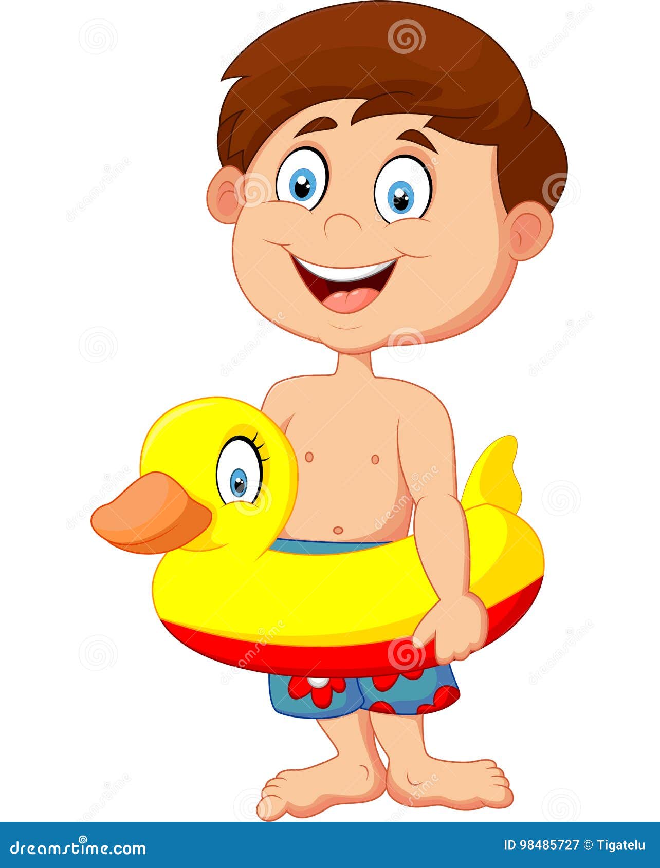 Cartoon Kid with Inflatable Ring Stock Vector - Illustration of ...