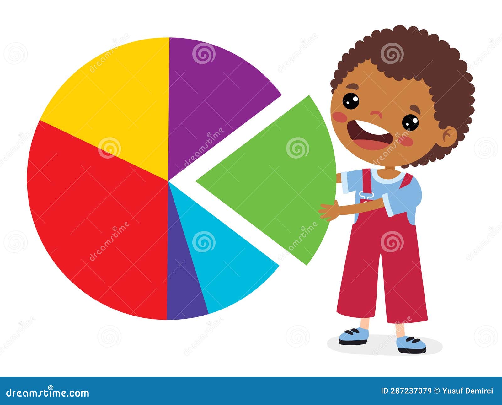Cartoon Kid Learning Fractions Subject Stock Illustration ...