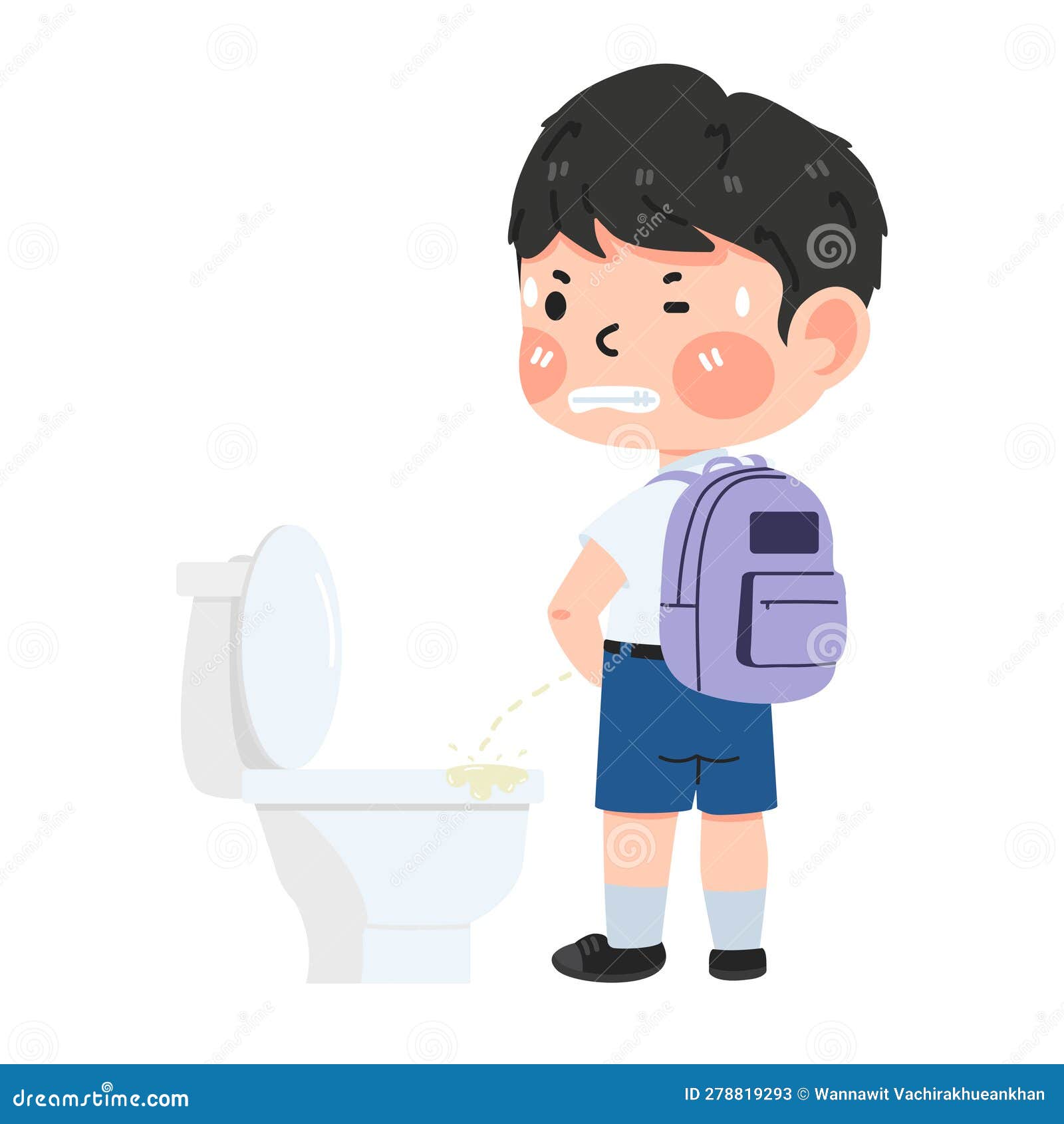 Cartoon Kid on the toilet stock vector. Illustration of outside - 278819293
