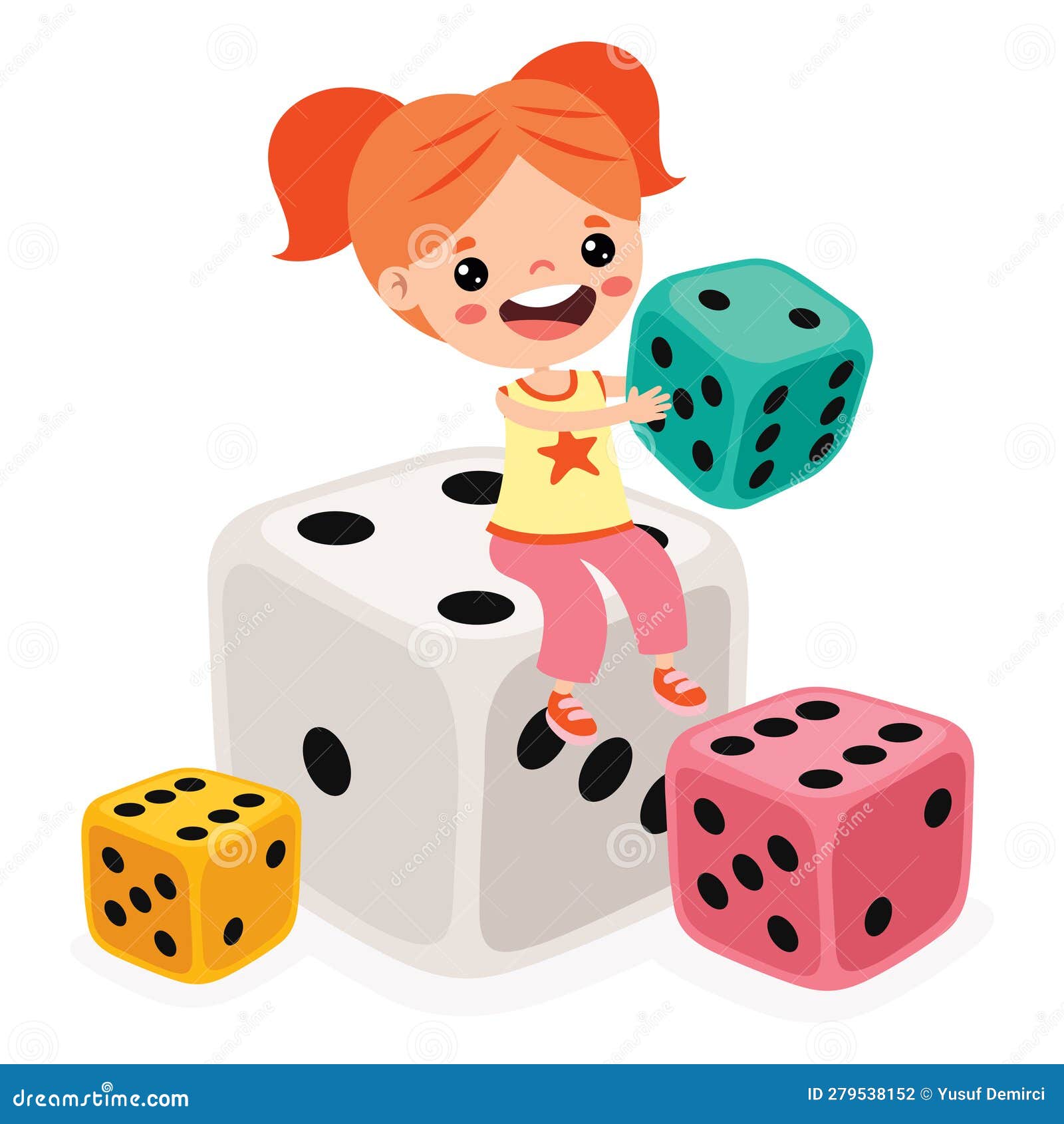 Cartoon Kid Playing with Dice Stock Illustration - Illustration of ...