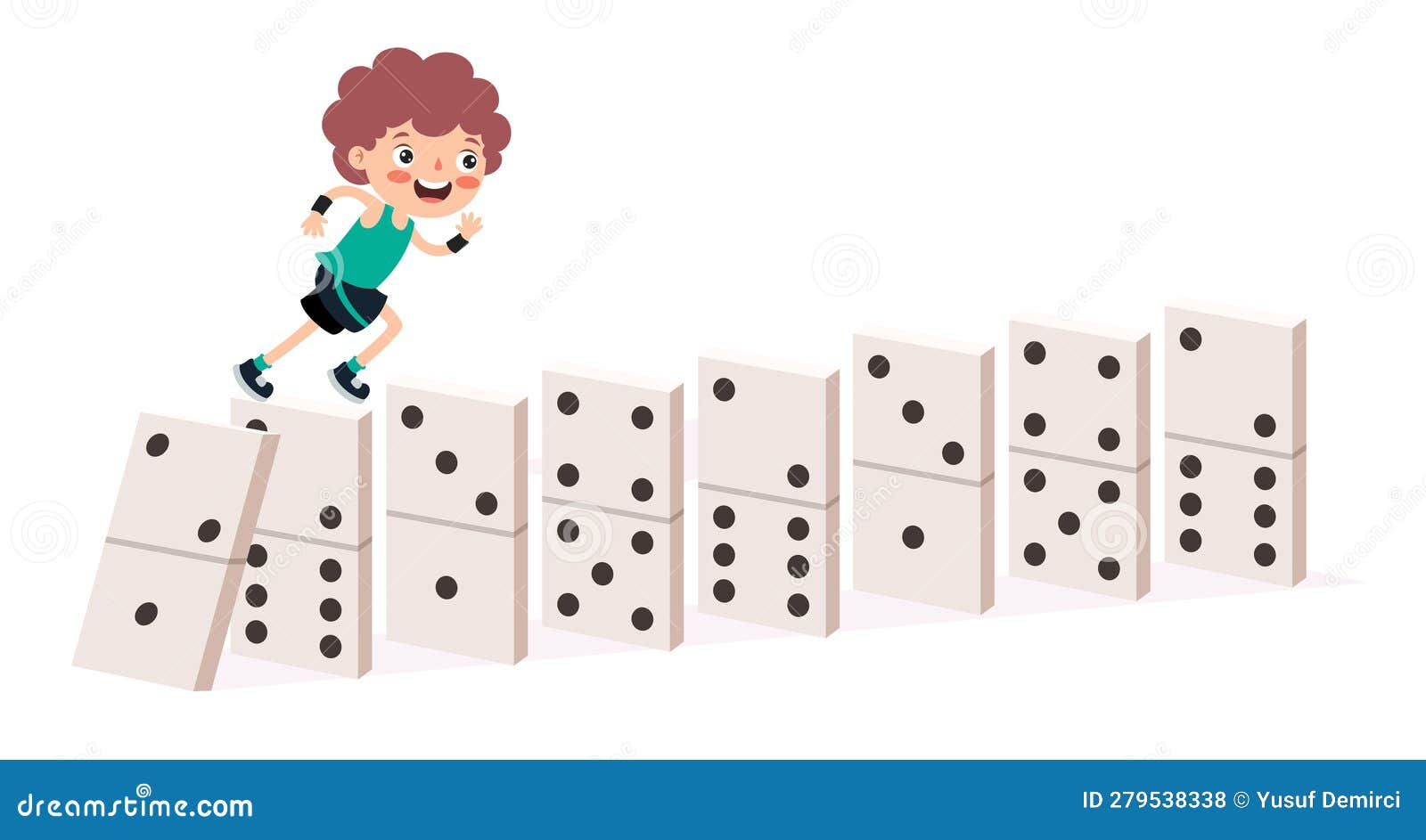 Cartoon Kid Playing with Domino Stock Illustration - Illustration of ...