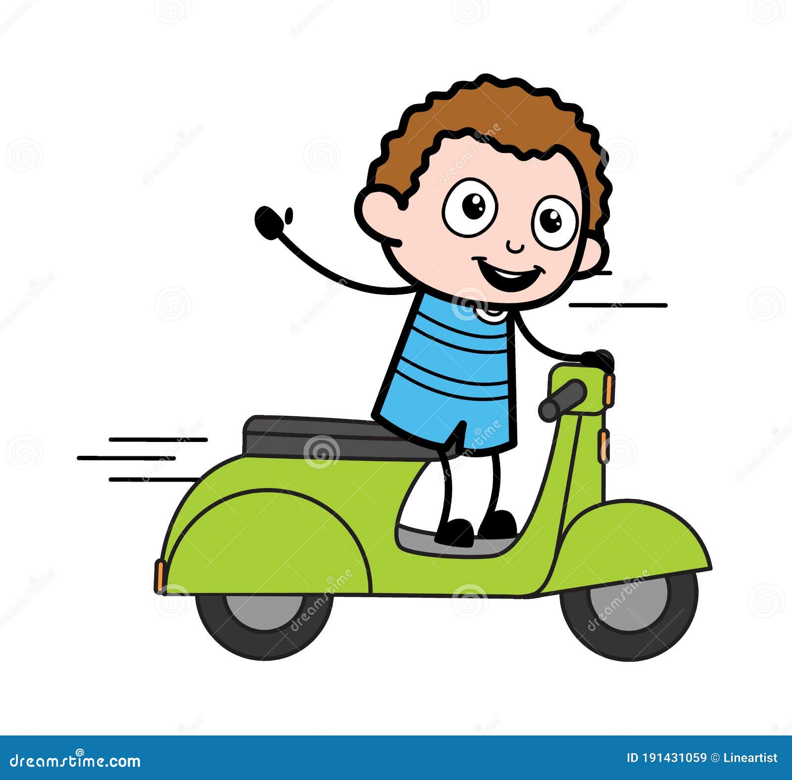 Cartoon Kid Riding Scooter stock illustration. Illustration of ...