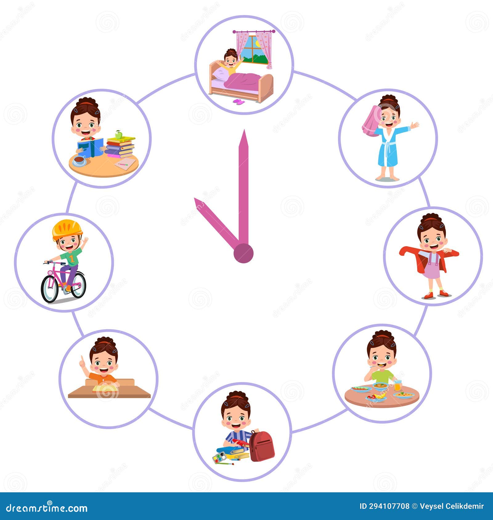 Cartoon Kid daily Routine Activities Set Stock Vector - Illustration of ...