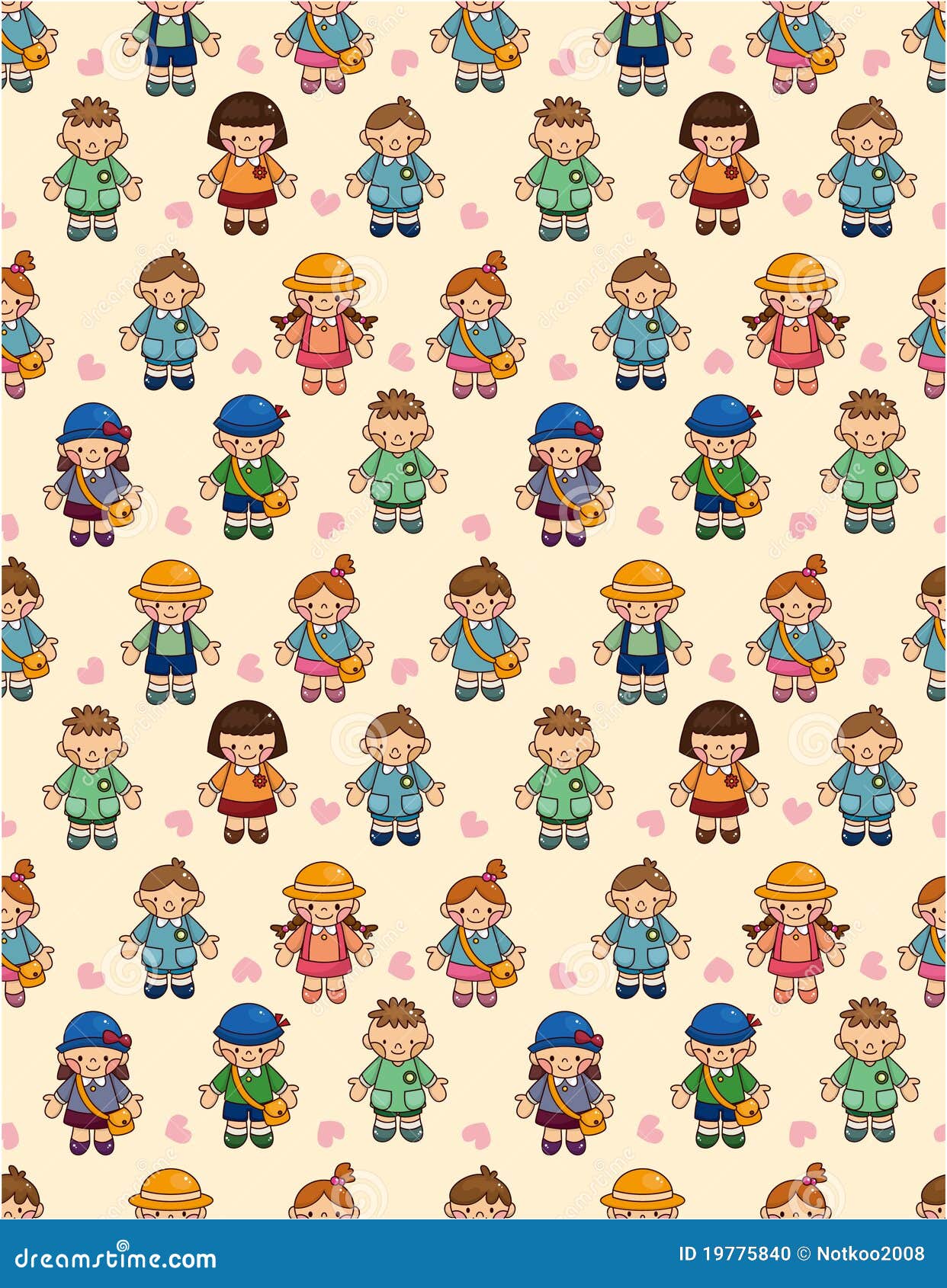 Cartoon Kid Seamless Pattern Stock Vector - Illustration of laugh, eyes ...