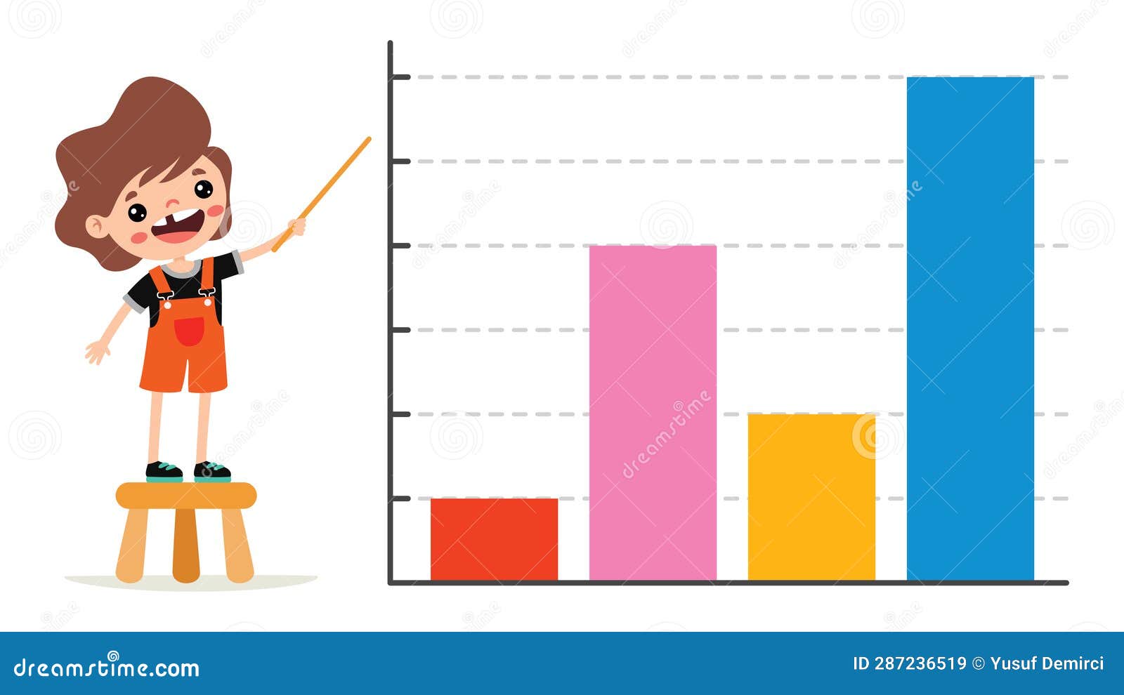 Cartoon Kid Showing Bar Graph Stock Illustration - Illustration of ...