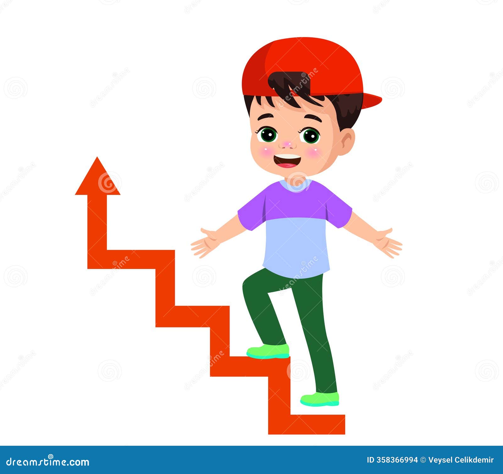 Cartoon Kid Showing Bar Graph Pro Vector Stock Illustration ...