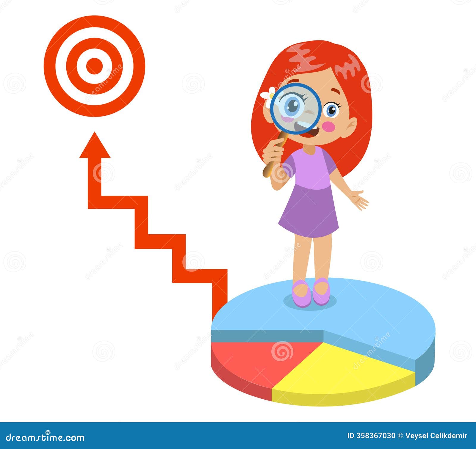 Cartoon Kid Showing Bar Graph Pro Vector Stock Illustration ...