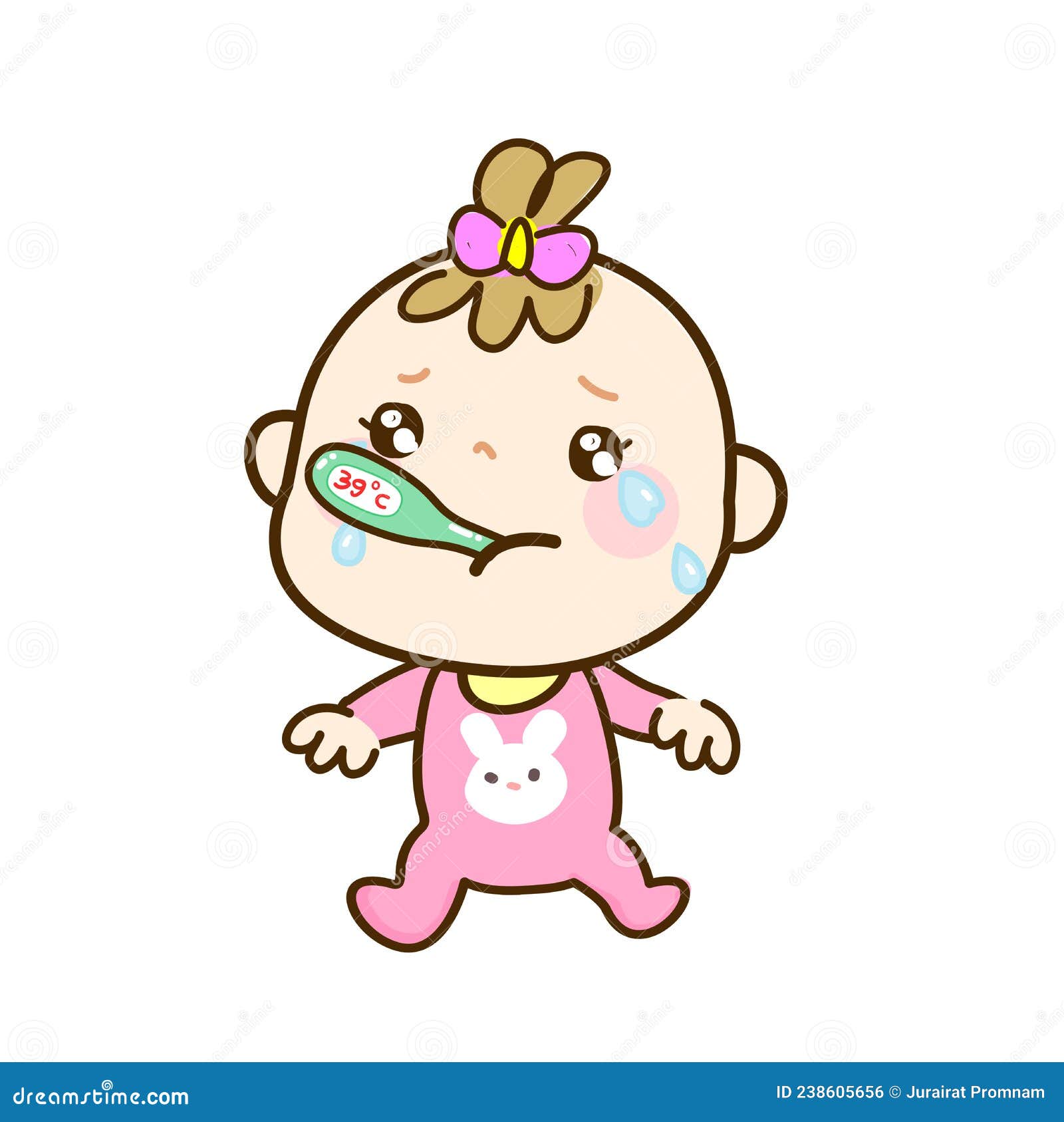 Cartoon Kid Sick on Background. Stock Vector - Illustration of crying ...