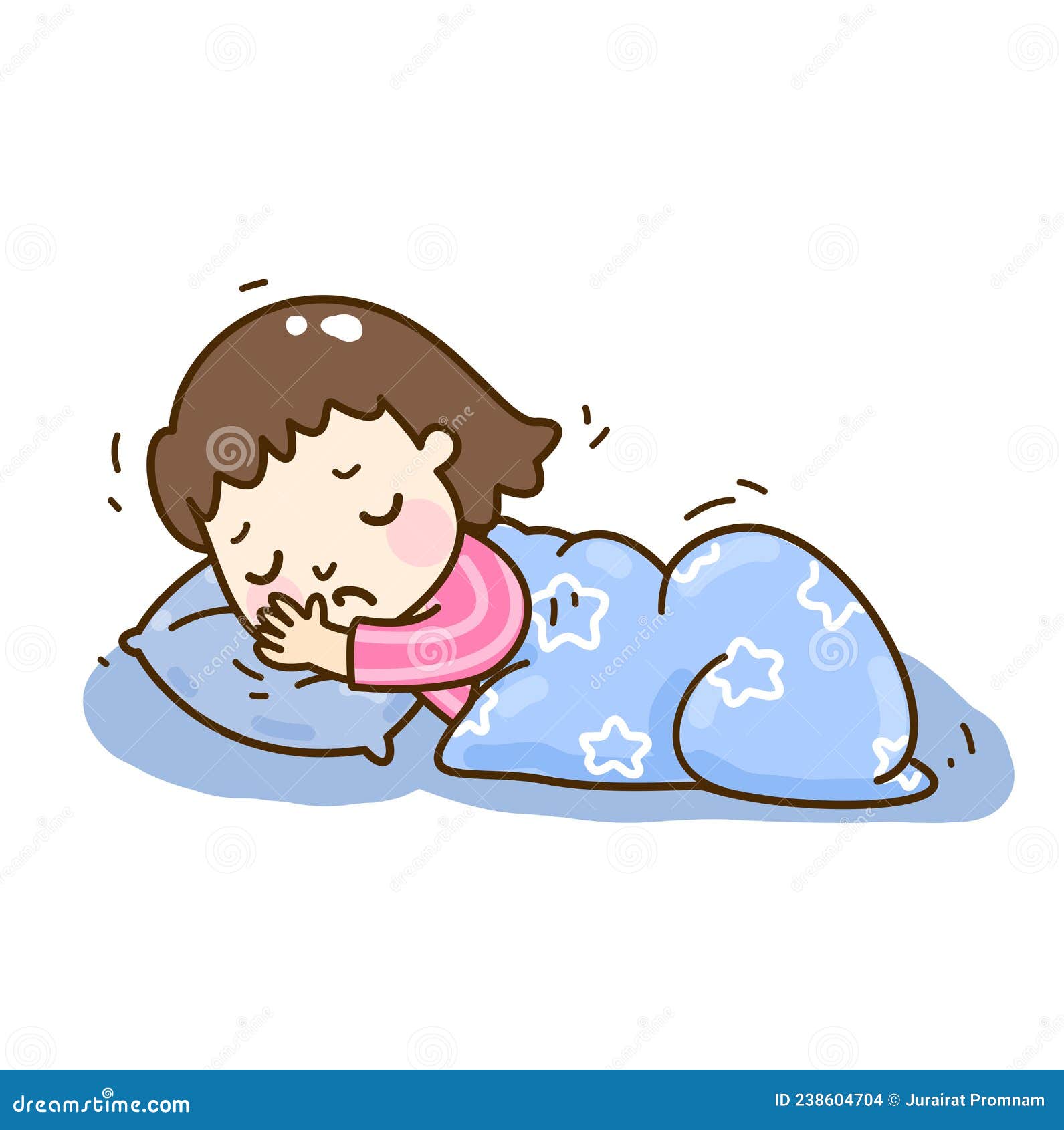 Cartoon Kid Sleep on the Bad. Stock Vector - Illustration of cute ...