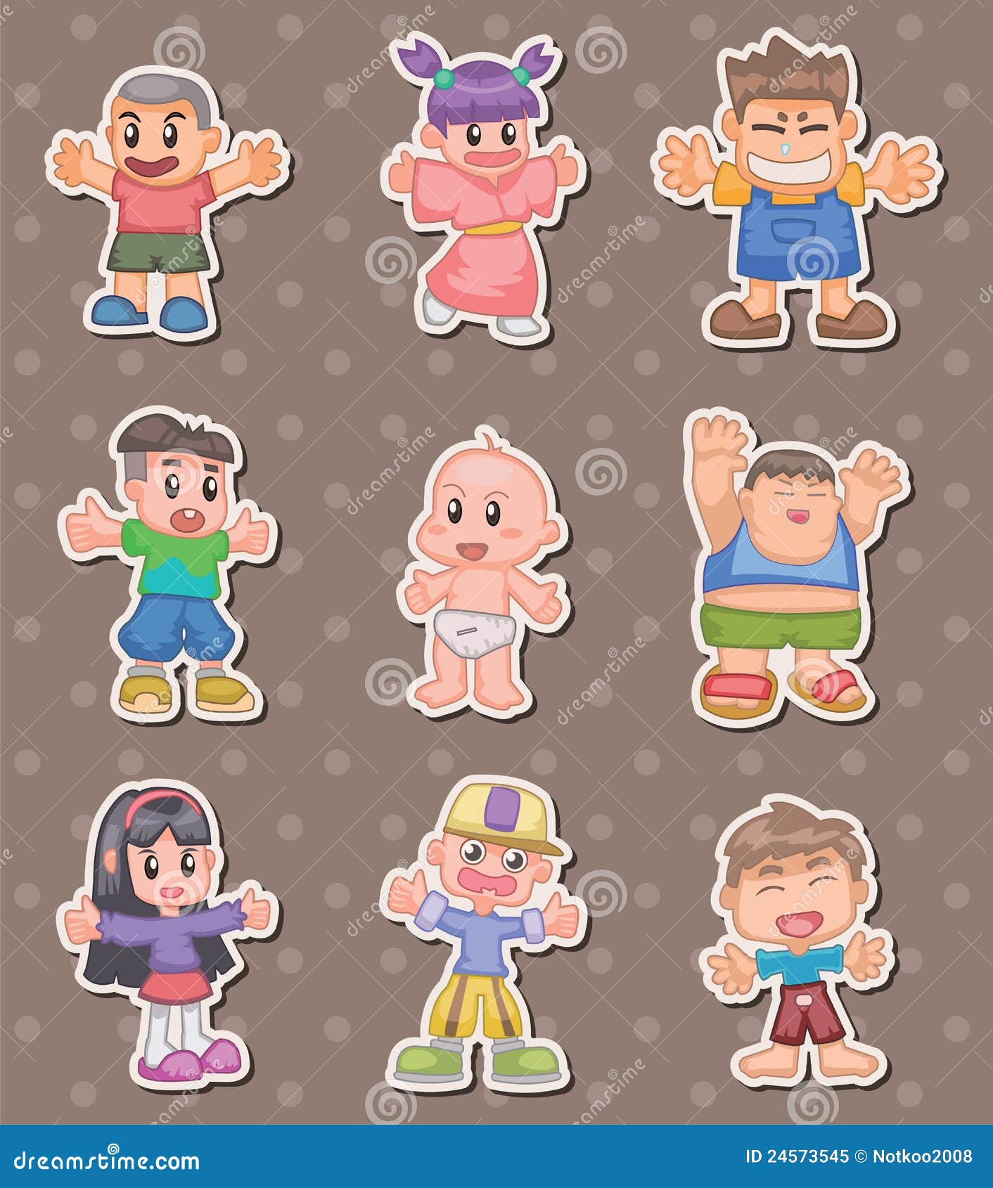 Cartoon kid stickers stock vector. Illustration of drawing - 24573545