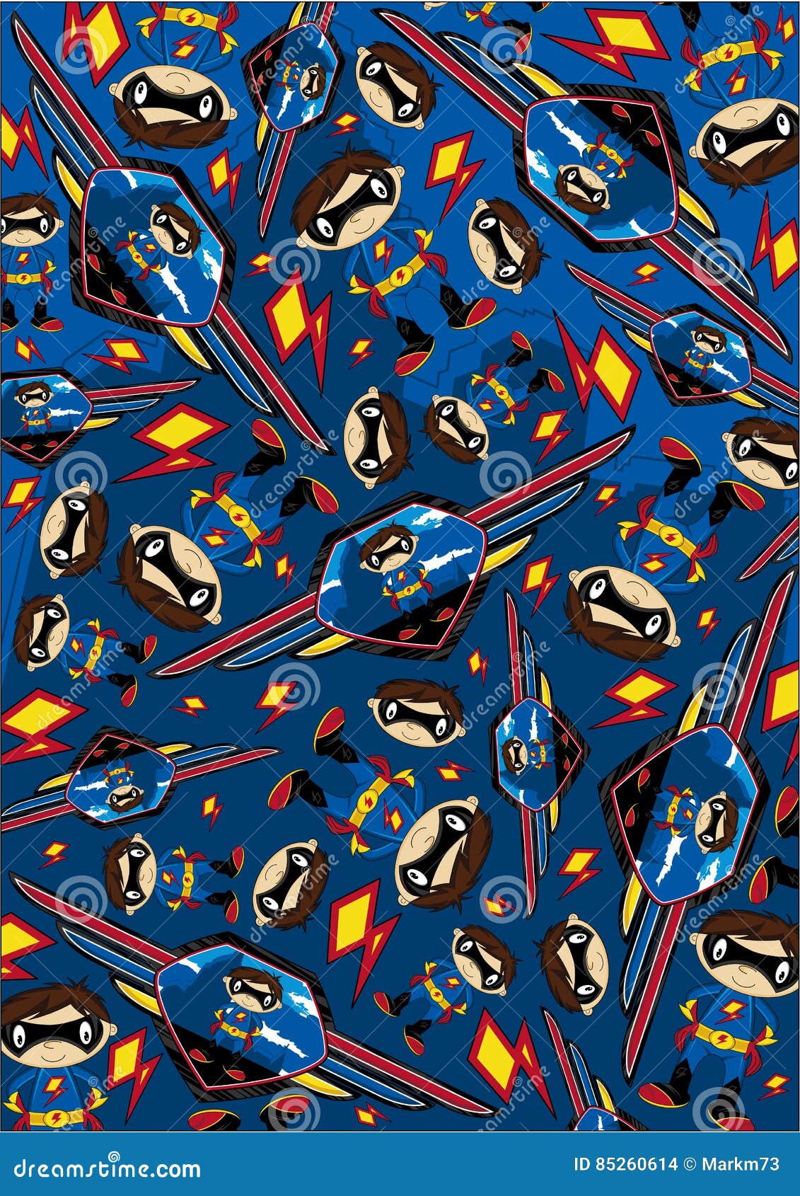 Cartoon Kid Superhero Pattern Vector Illustration | CartoonDealer.com ...