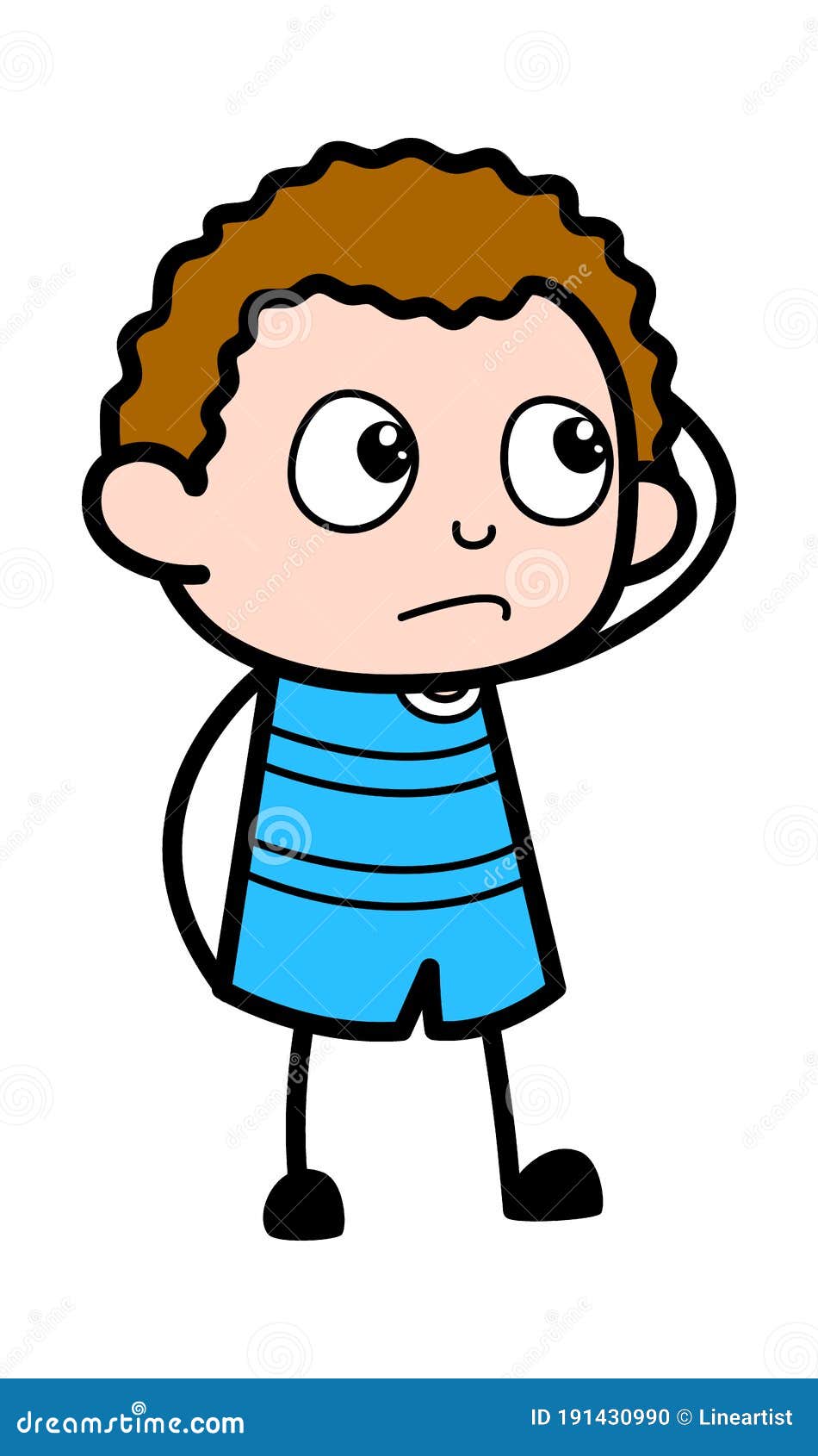 Cartoon Kid Thinking in Confusion Stock Illustration - Illustration of ...