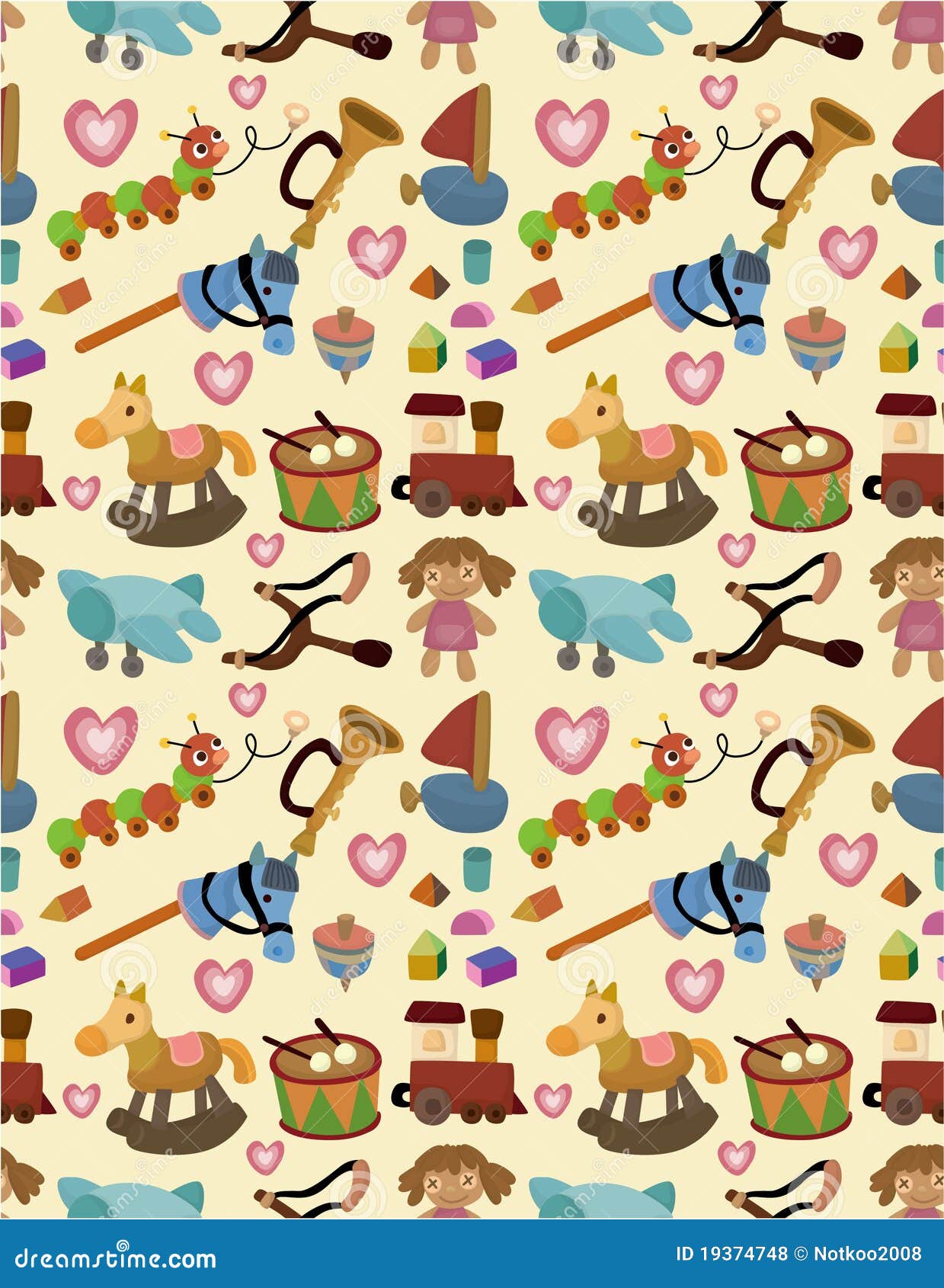 Cartoon Kid Toy Seamless Pattern Stock Vector - Illustration of gyro ...