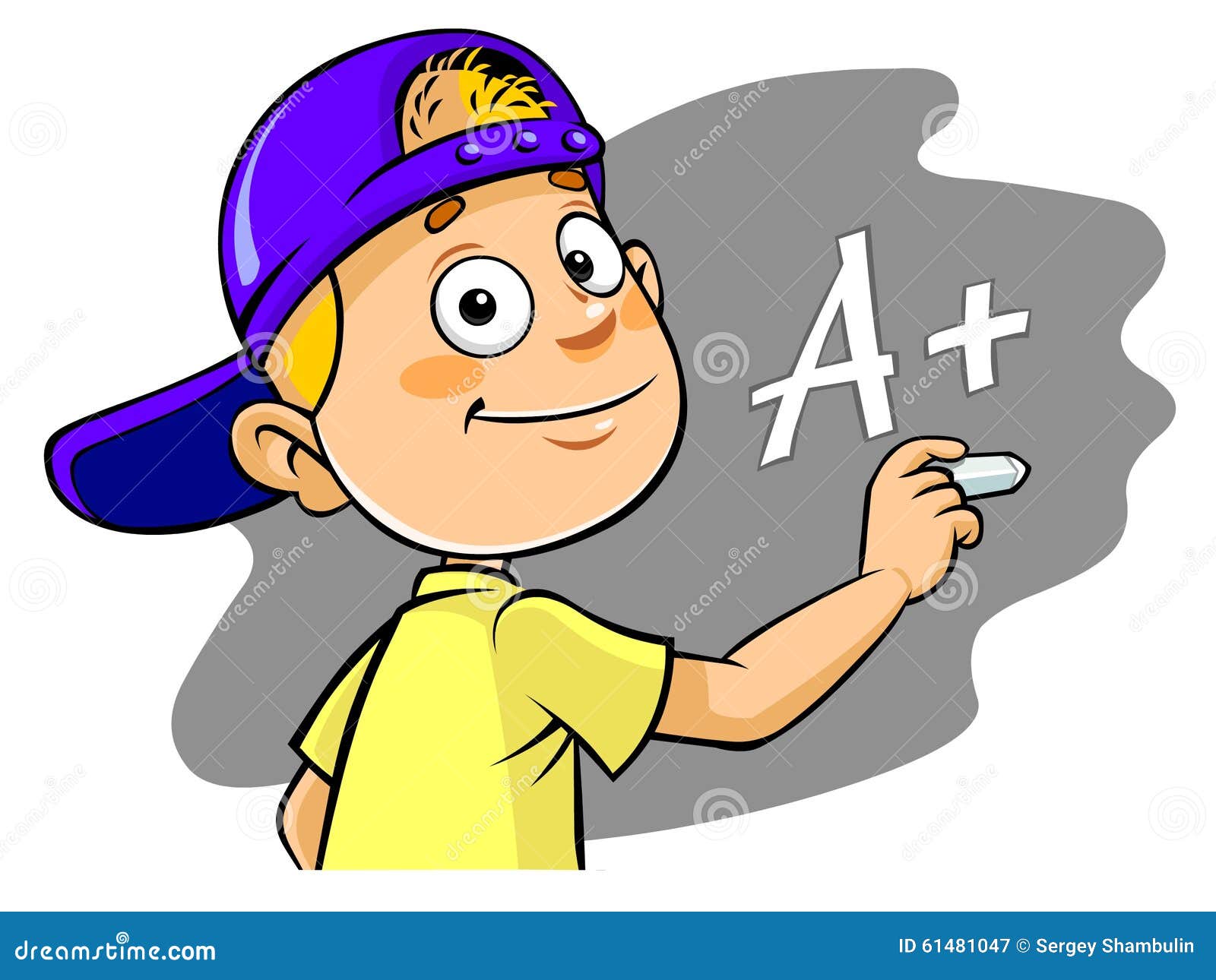 Cartoon Kid Writing a+ Grade Stock Vector - Illustration of ethnicity ...