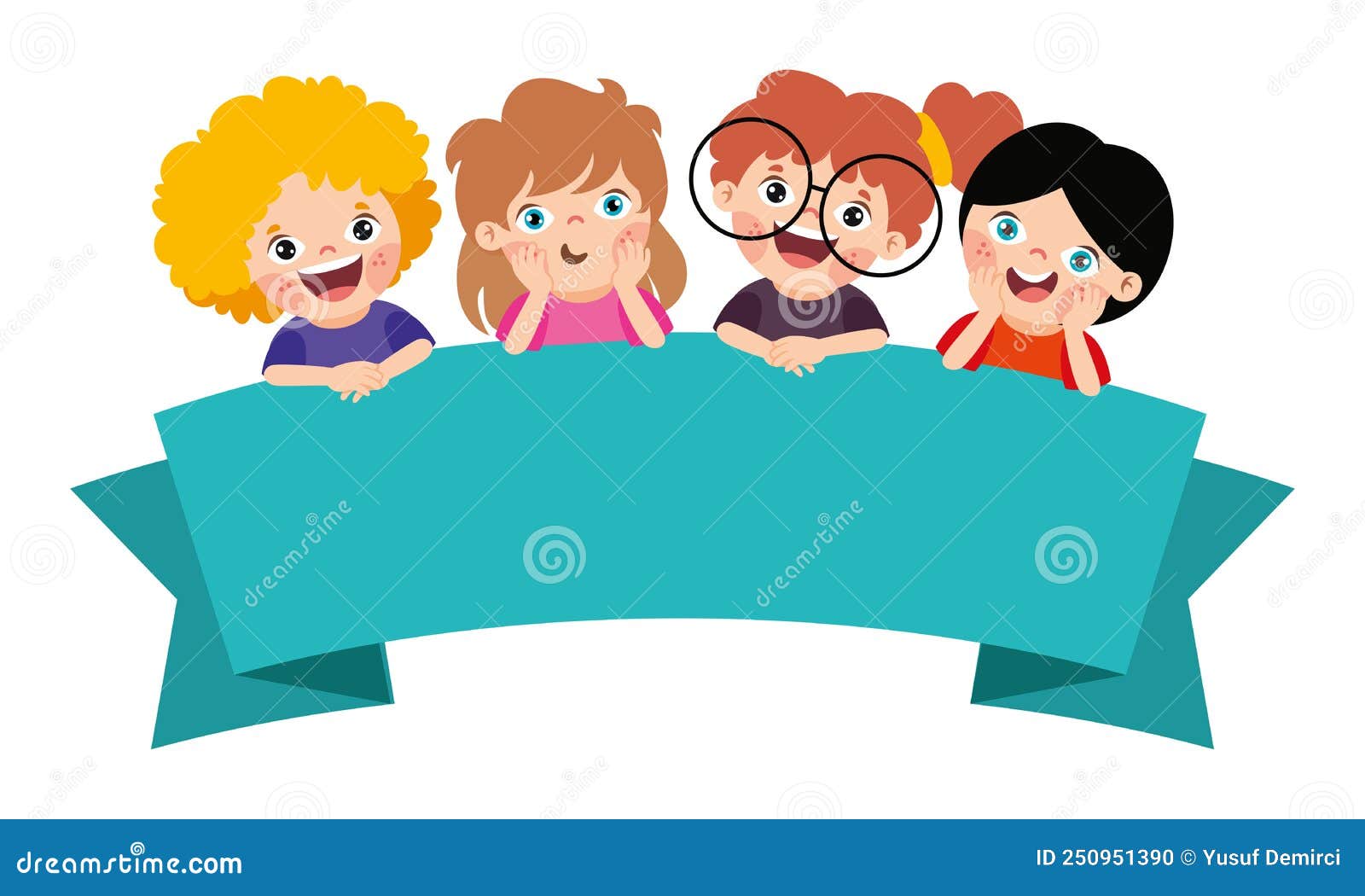 Cartoon Kids with Blank Banner Stock Vector - Illustration of blank ...