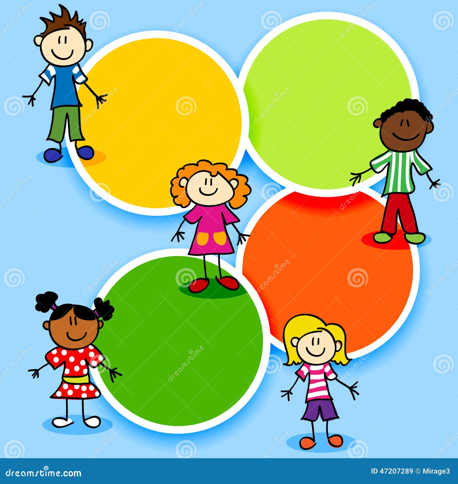 Cartoon Kids and Color Circles Stock Illustration - Illustration of ...