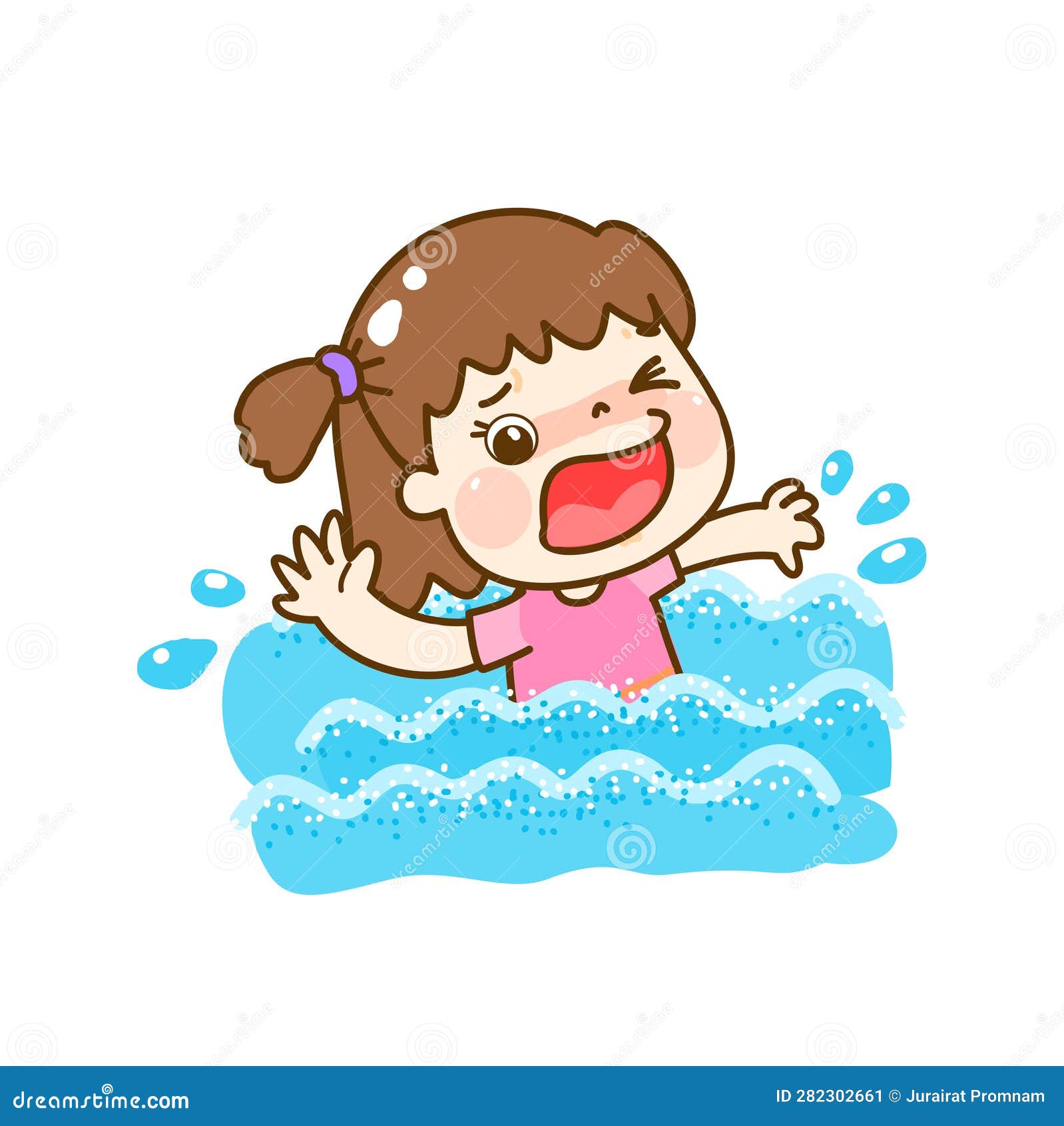 Cartoon Kids Drowning in Water. Stock Illustration - Illustration of ...