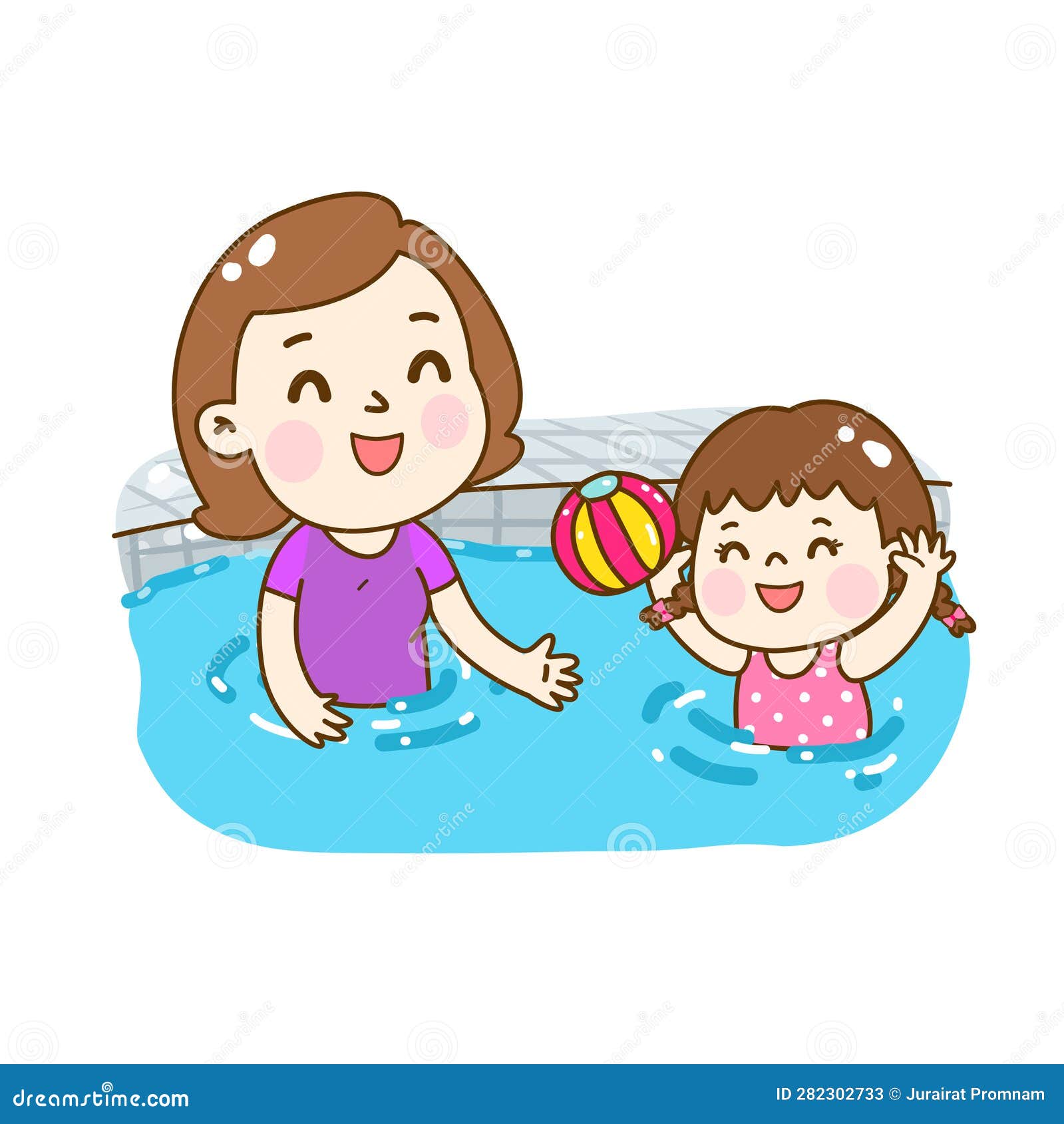 Cartoon Kids Having Fun Pool. Stock Illustration - Illustration of face ...