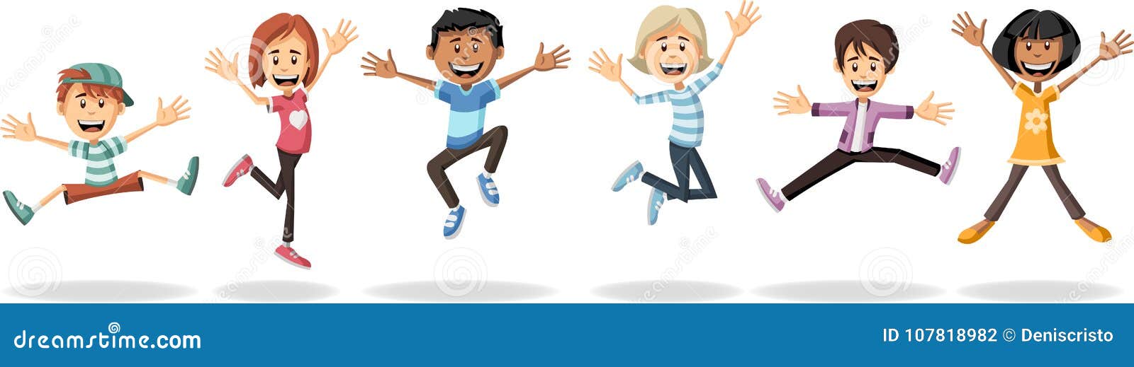 Cartoon kids jumping. stock vector. Illustration of kids - 107818982