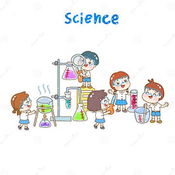 Cartoon Kids Learning Science Classroom. Stock Illustration ...