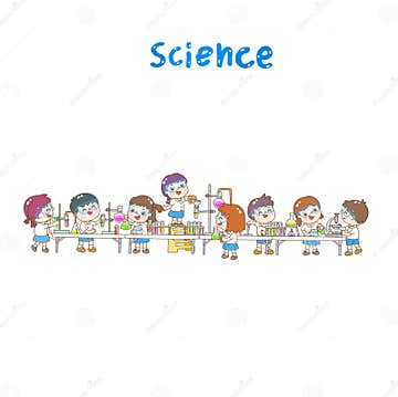 Cartoon Kids Learning Science Classroom. Stock Illustration ...