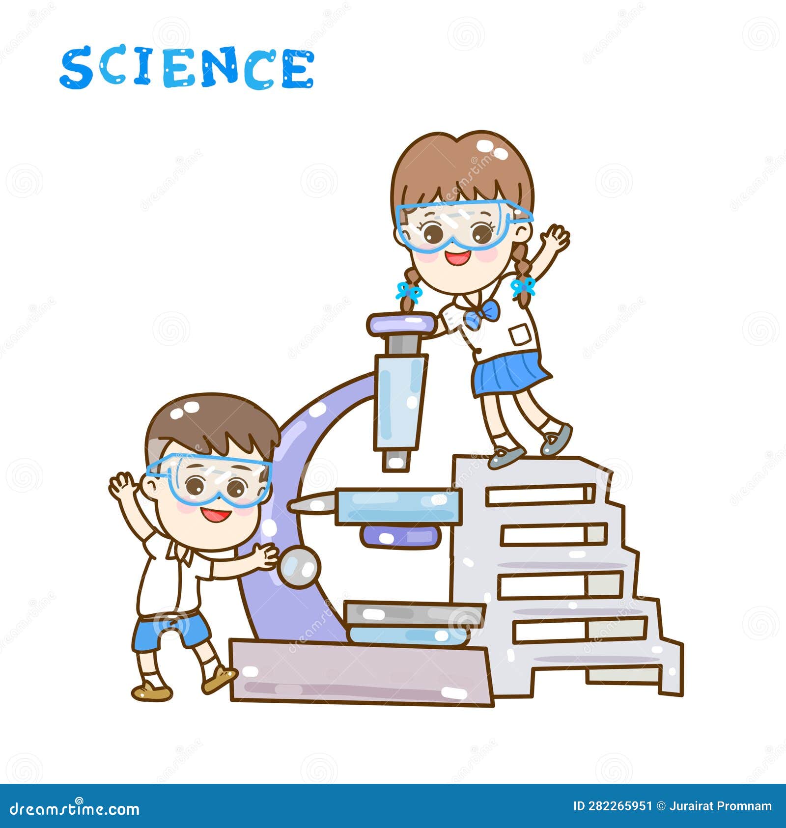 Cartoon Kids Learning Science Classroom. Stock Illustration ...