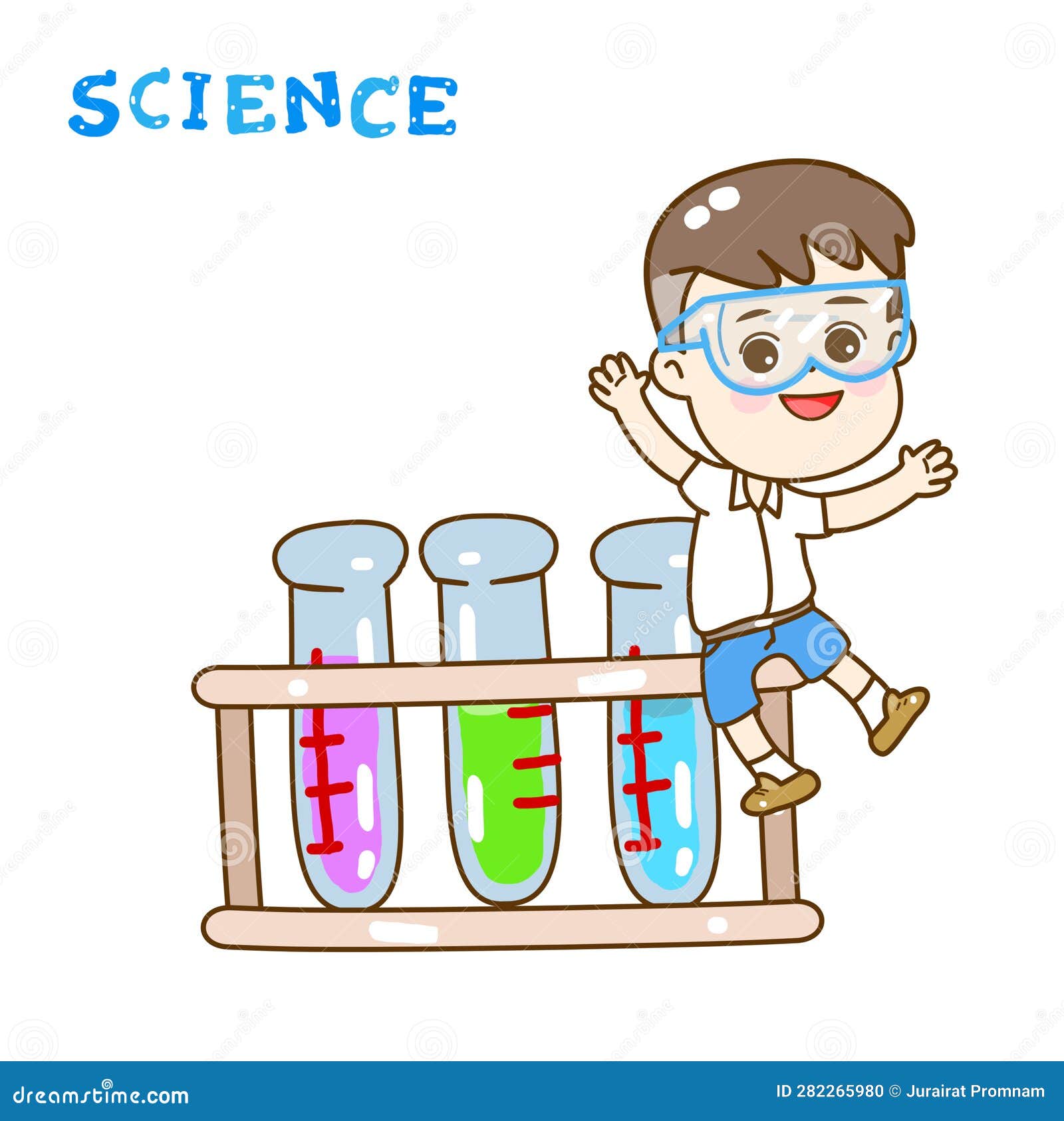 Cartoon Kids Learning Science Classroom. Stock Illustration ...