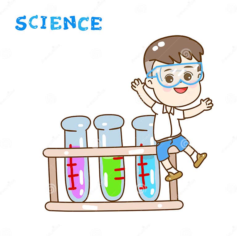 Cartoon Kids Learning Science Classroom. Stock Illustration ...