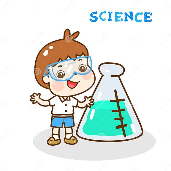 Cartoon Kids Learning Science Classroom. Stock Illustration ...