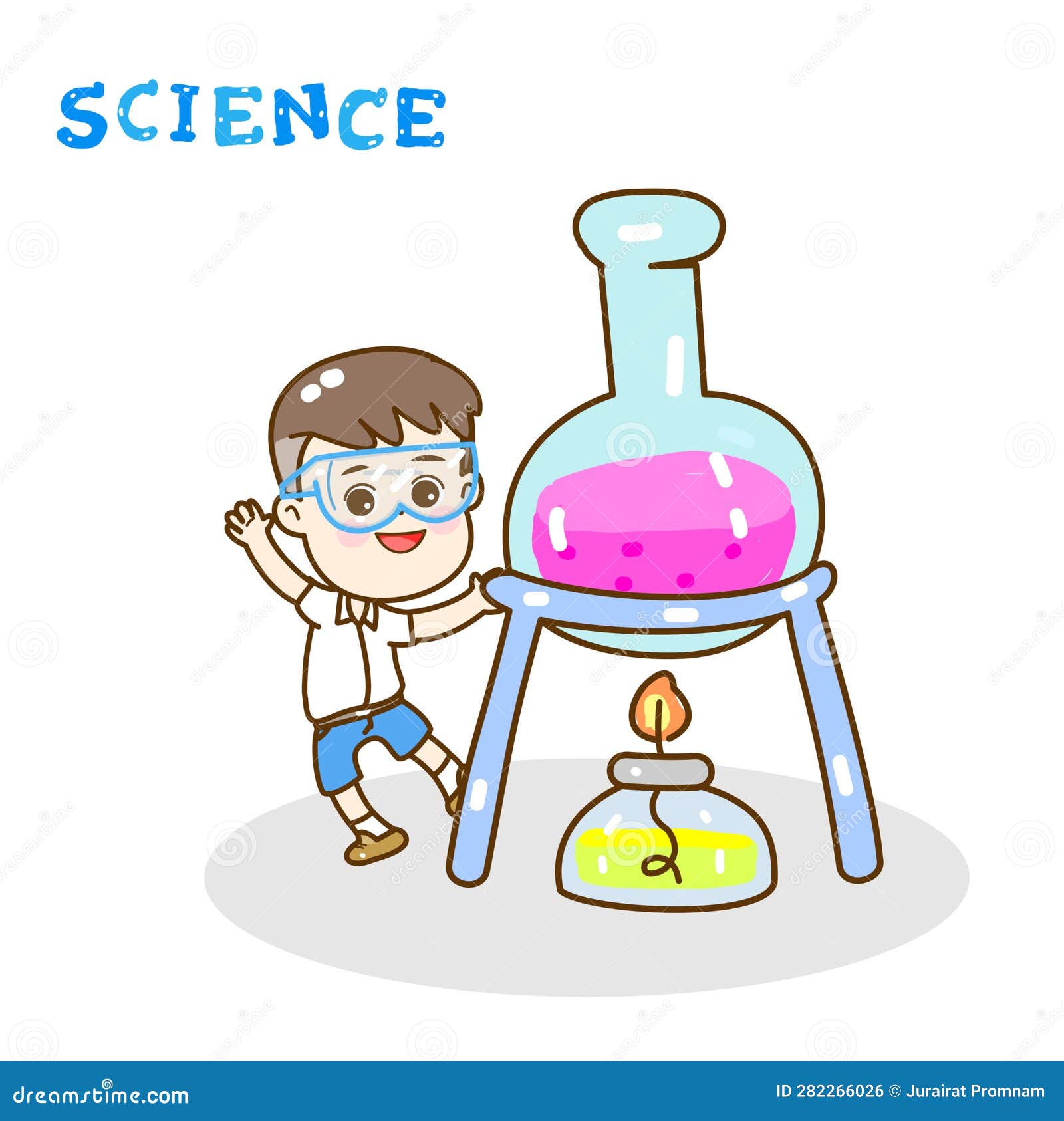Cartoon Kids Learning Science Classroom. Stock Illustration ...